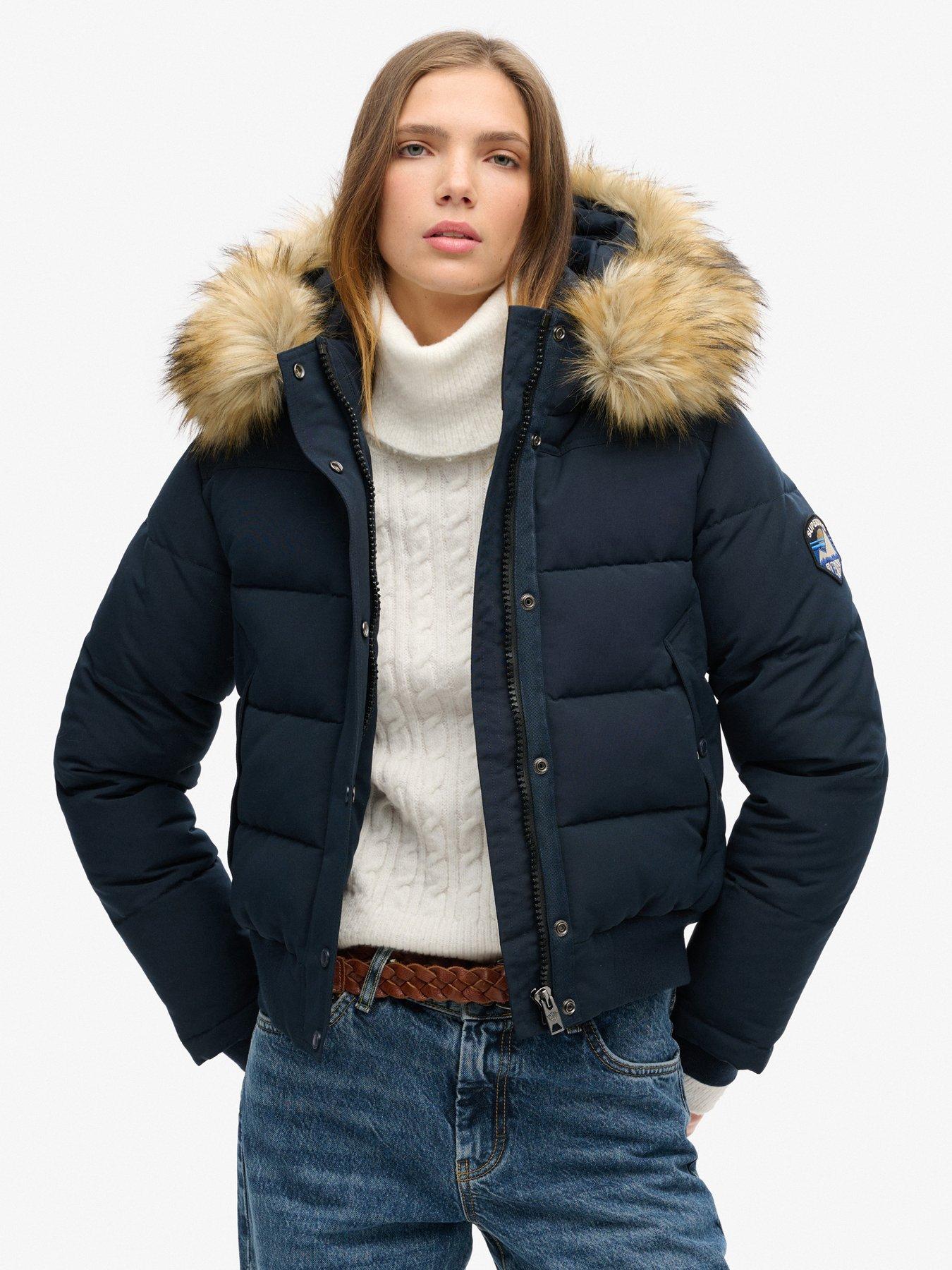 Superdry Everest Hooded Bomber Jacket - Navy | Very