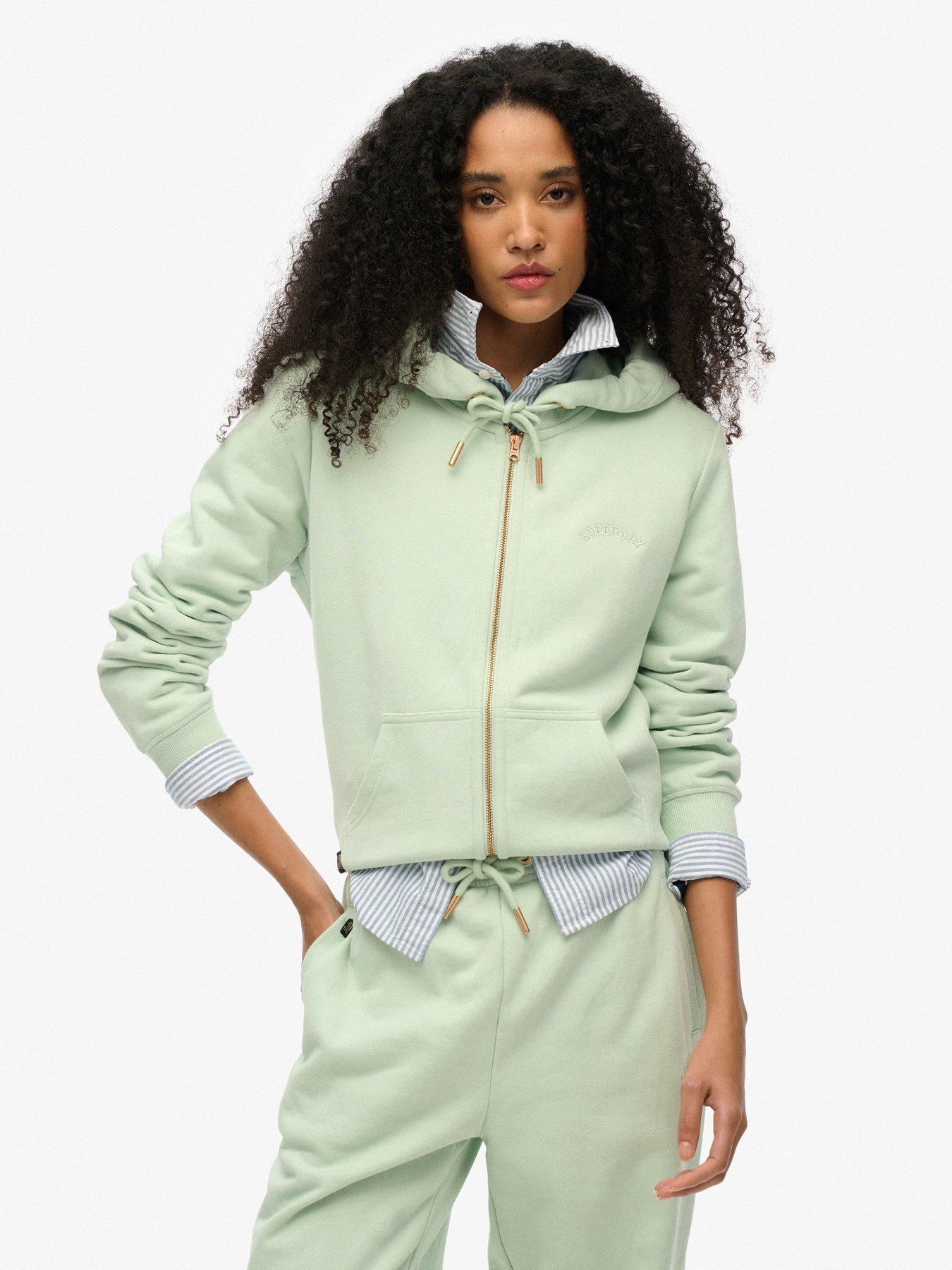 Superdry Essential Logo Zip Hoodie - Green | Very