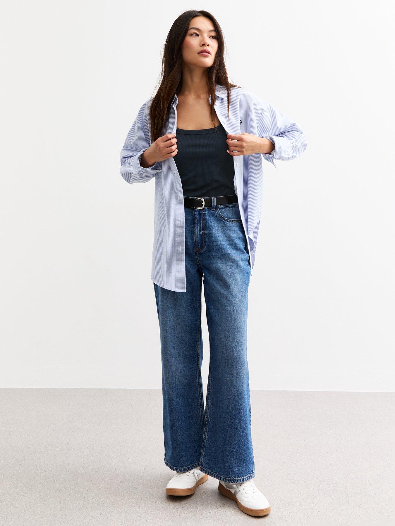 New Look Ribbed Square Neck Vest Top - Blue | Very