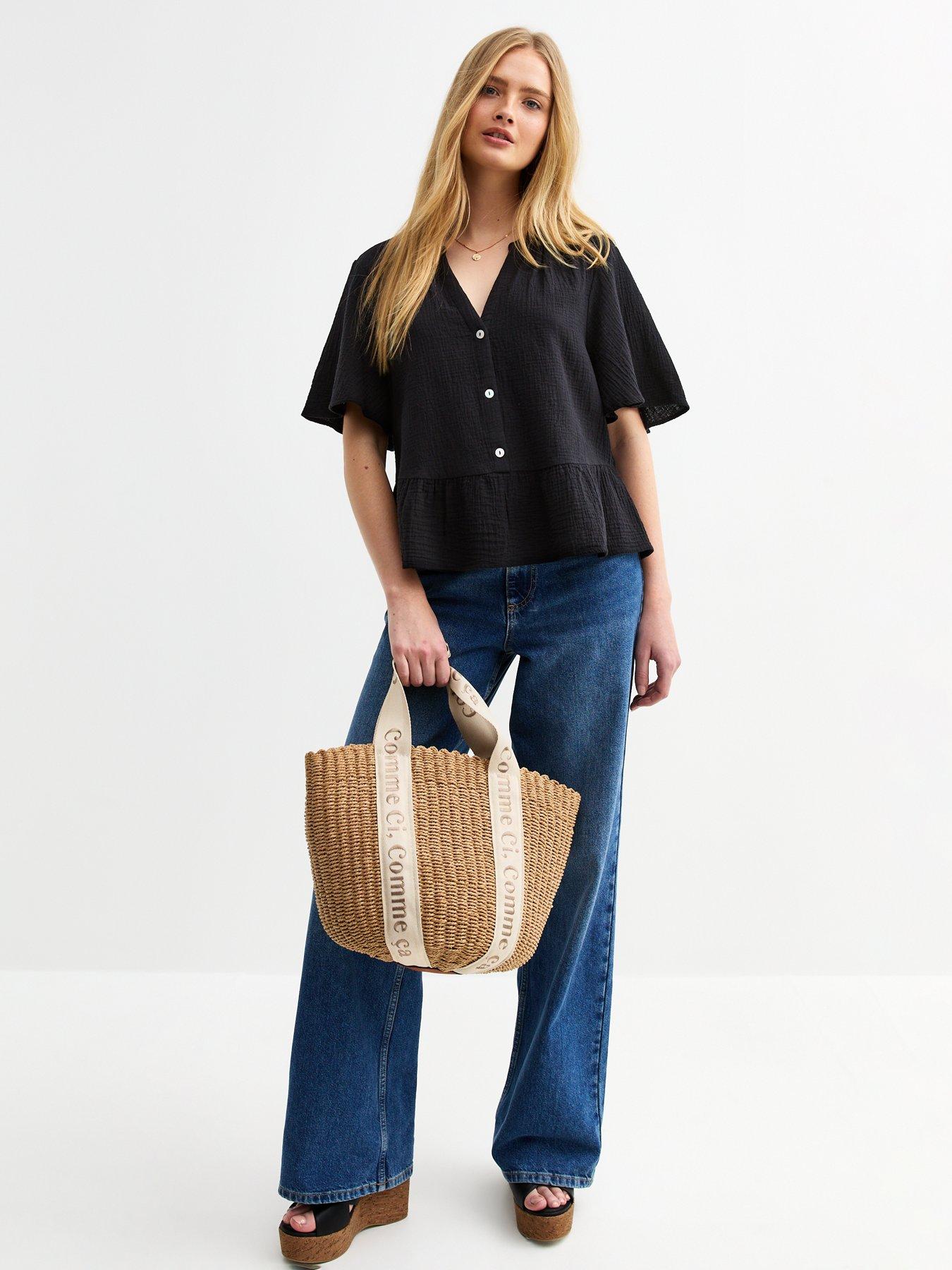 New Look Drop Hem Muslin Top - Black | Very