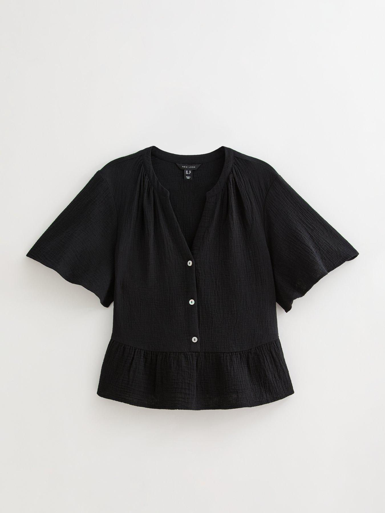 New Look Drop Hem Muslin Top - Black | Very
