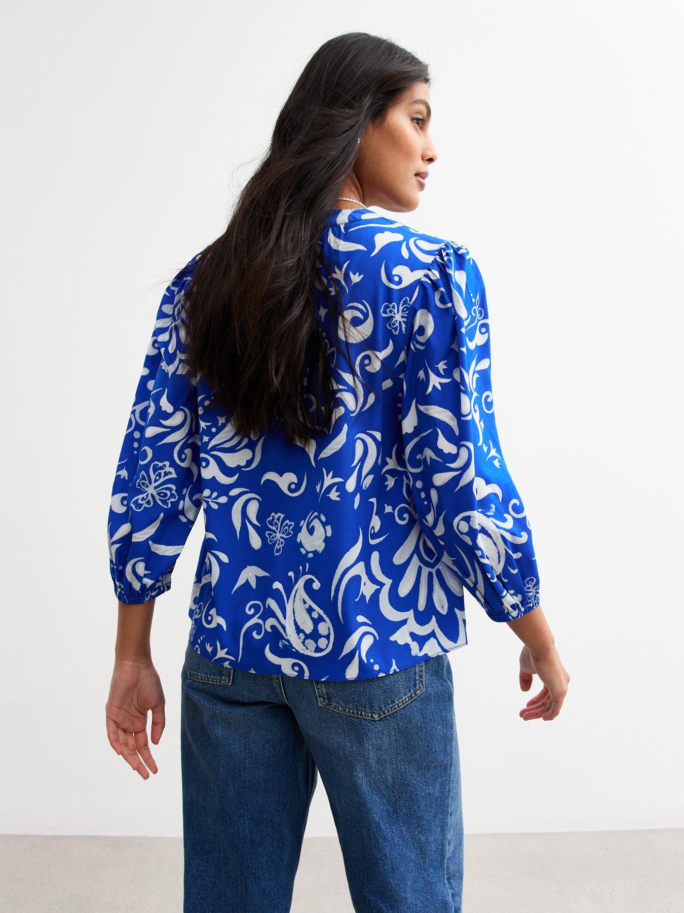 New Look Blue Pattern Print Top | Very