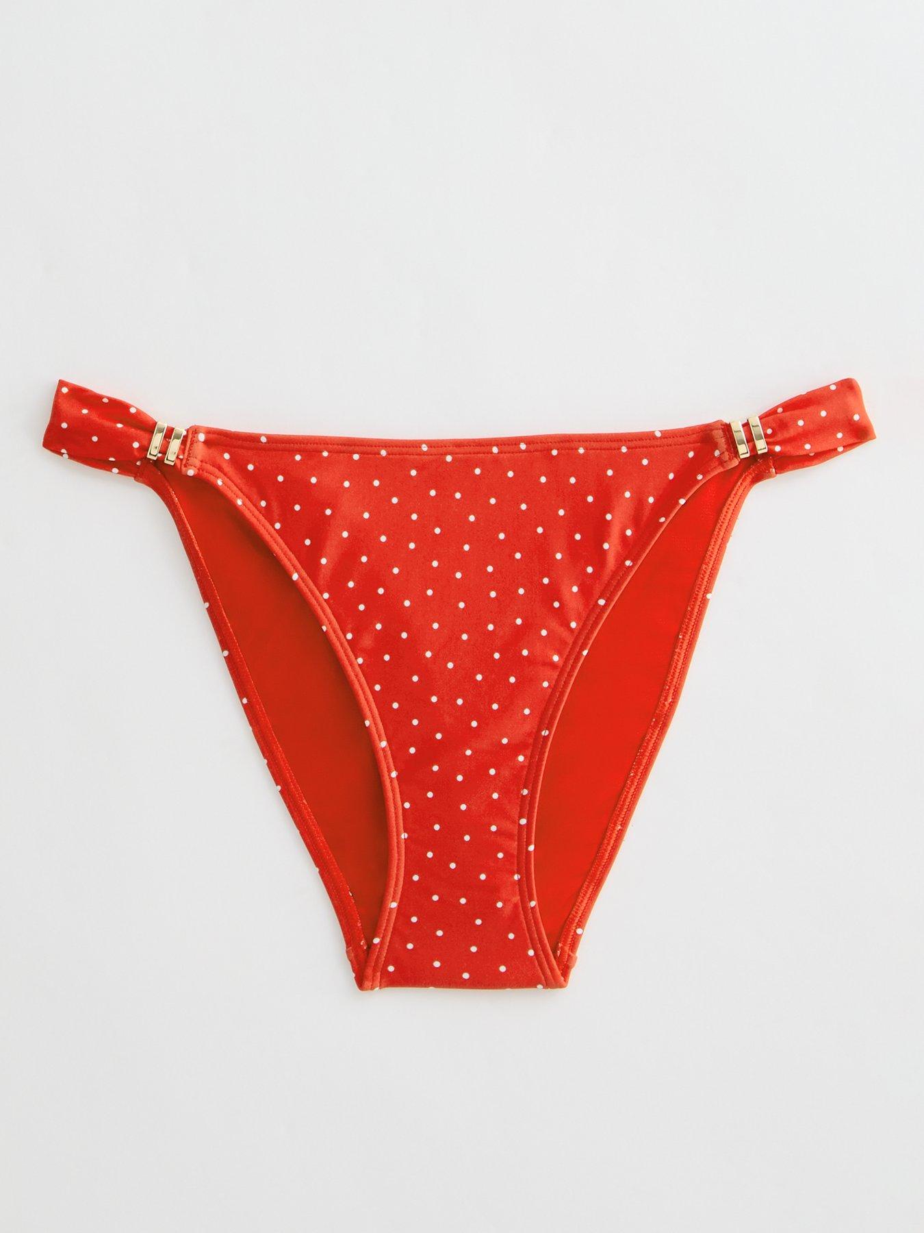 New Look Polka Dot Tanga Bikini Bottoms - Red | Very
