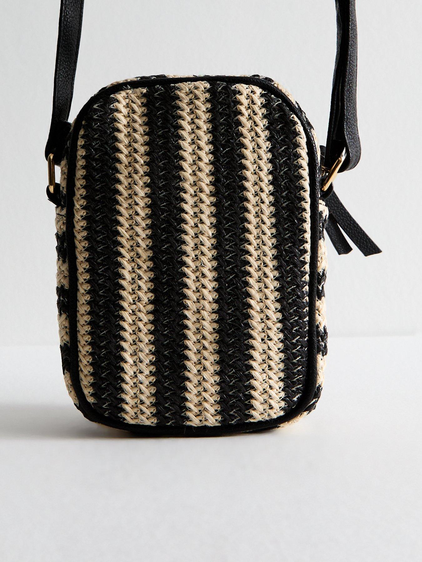 New Look Striped Raffia Crossbody Phone Bag - Black | Very