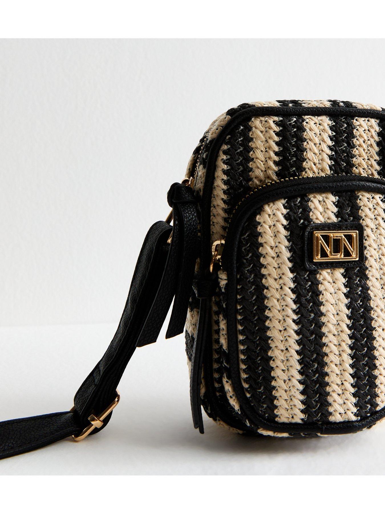 New Look Striped Raffia Crossbody Phone Bag - Black | Very