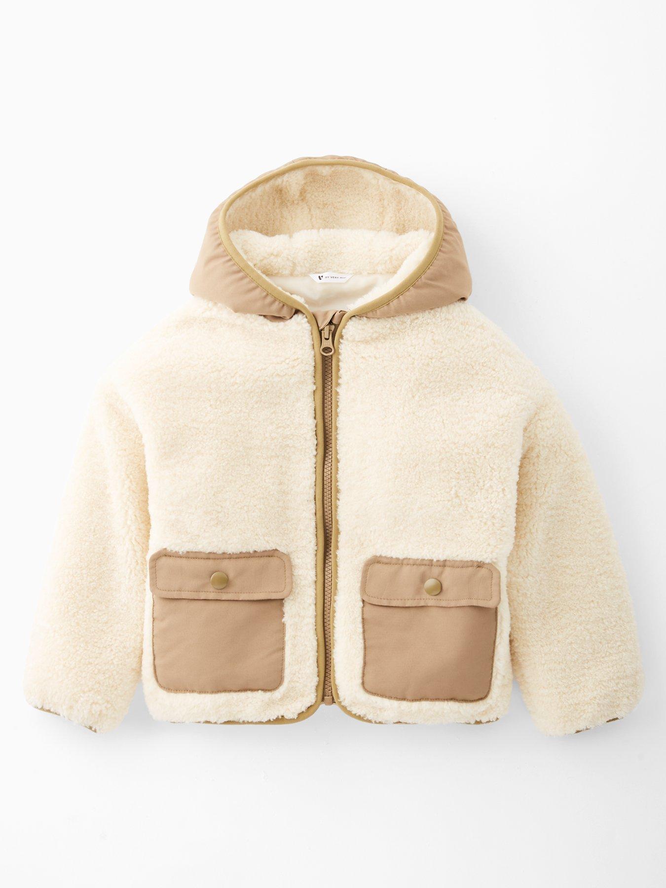 Mini V by Very Boys Borg Zip Up Jacket - Cream | Very