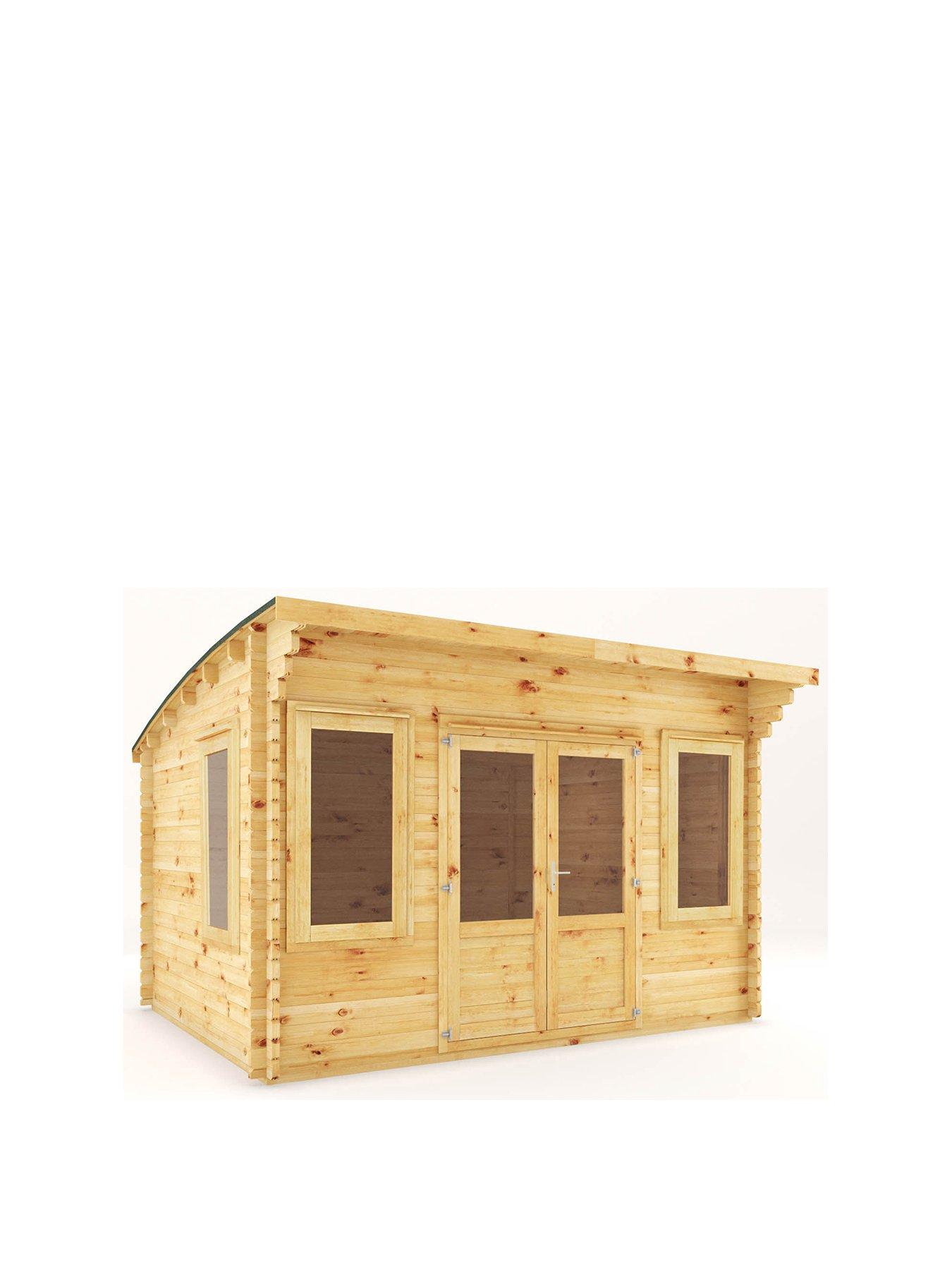 MERCIA 4m x 3m Curved Roof Log Cabin (44mm) | Very