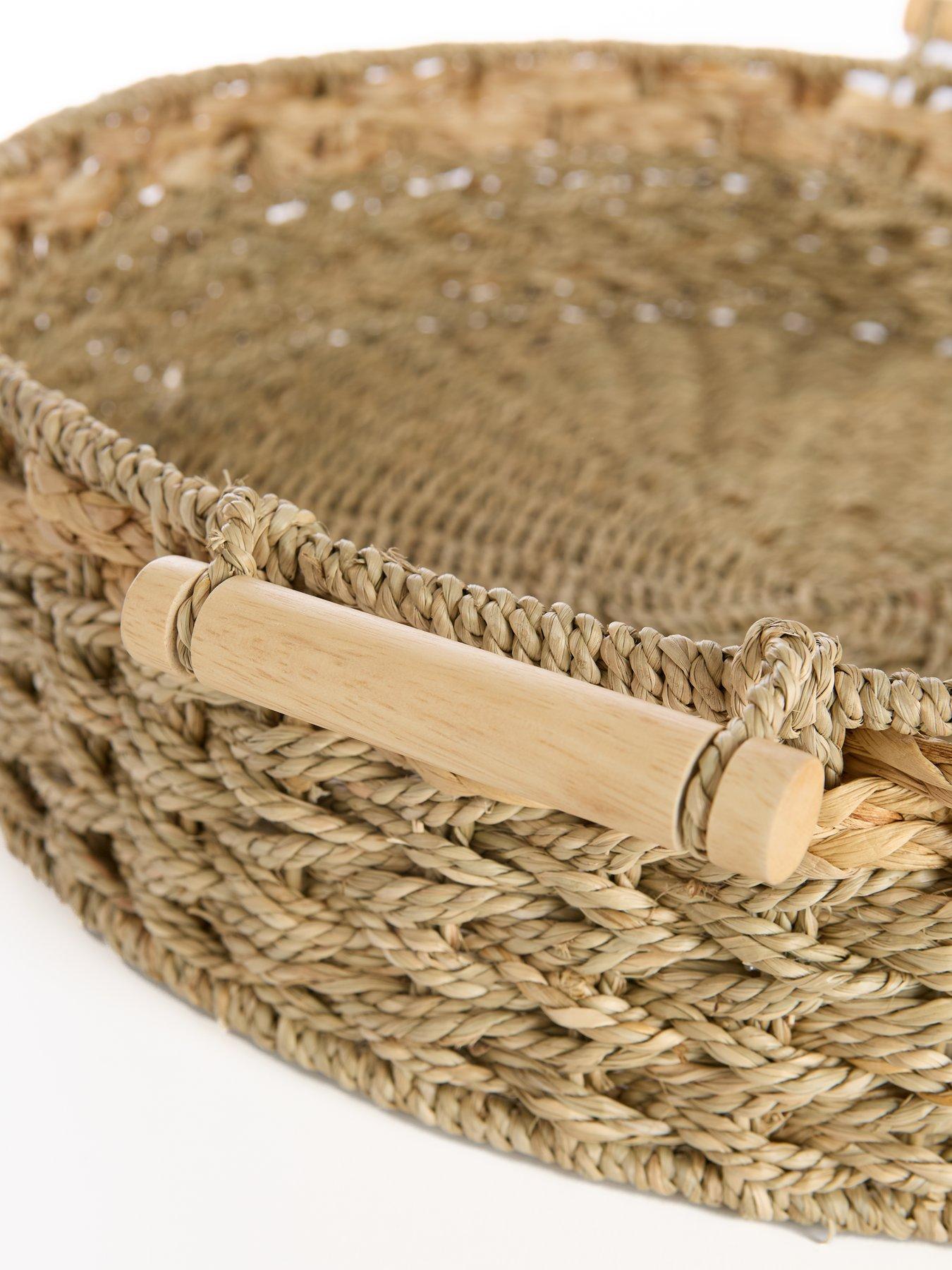 Very Home Large Round Seagrass Tray with Handles 50cm | Very