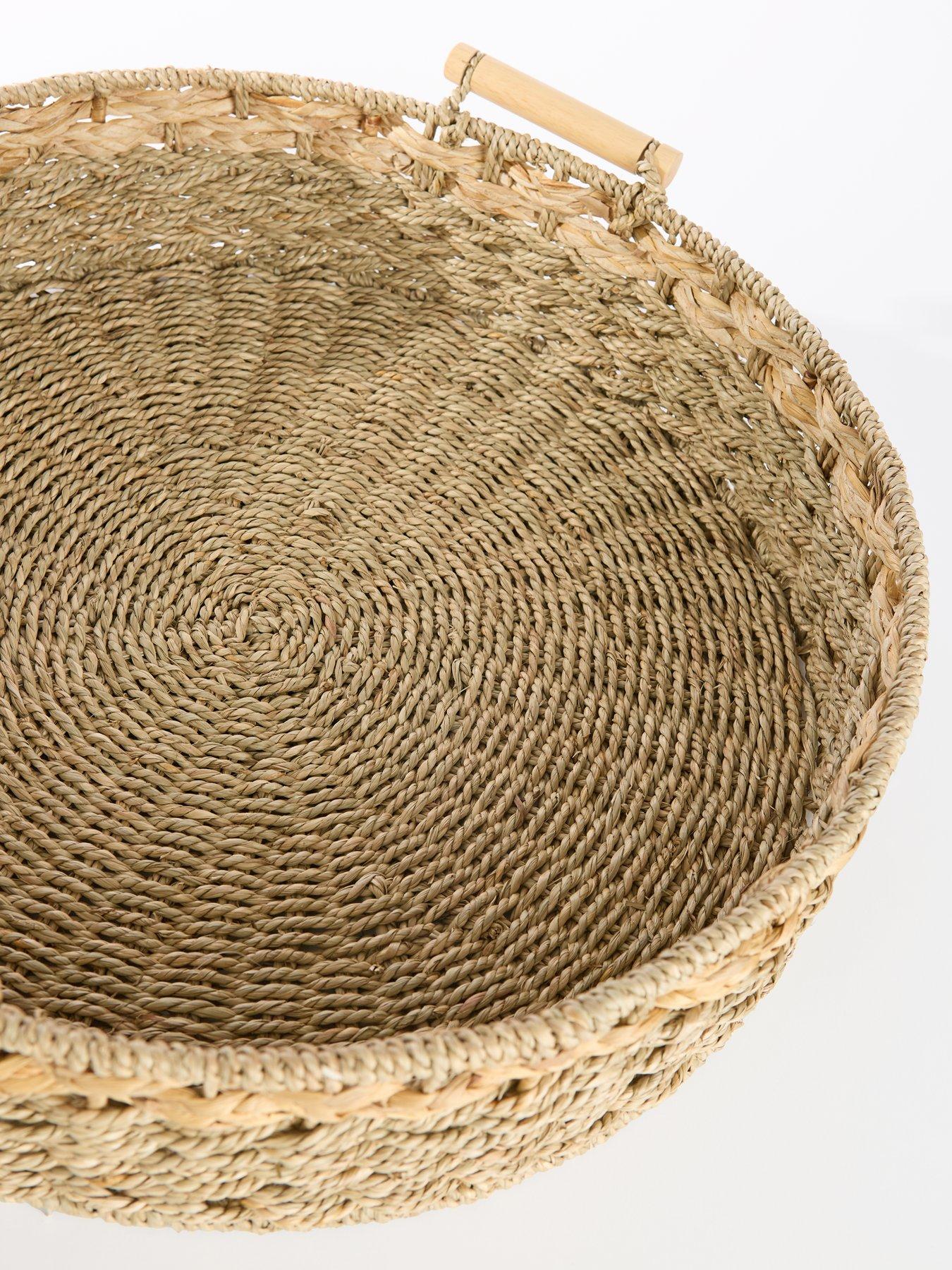 Very Home Large Round Seagrass Tray with Handles 50cm | Very