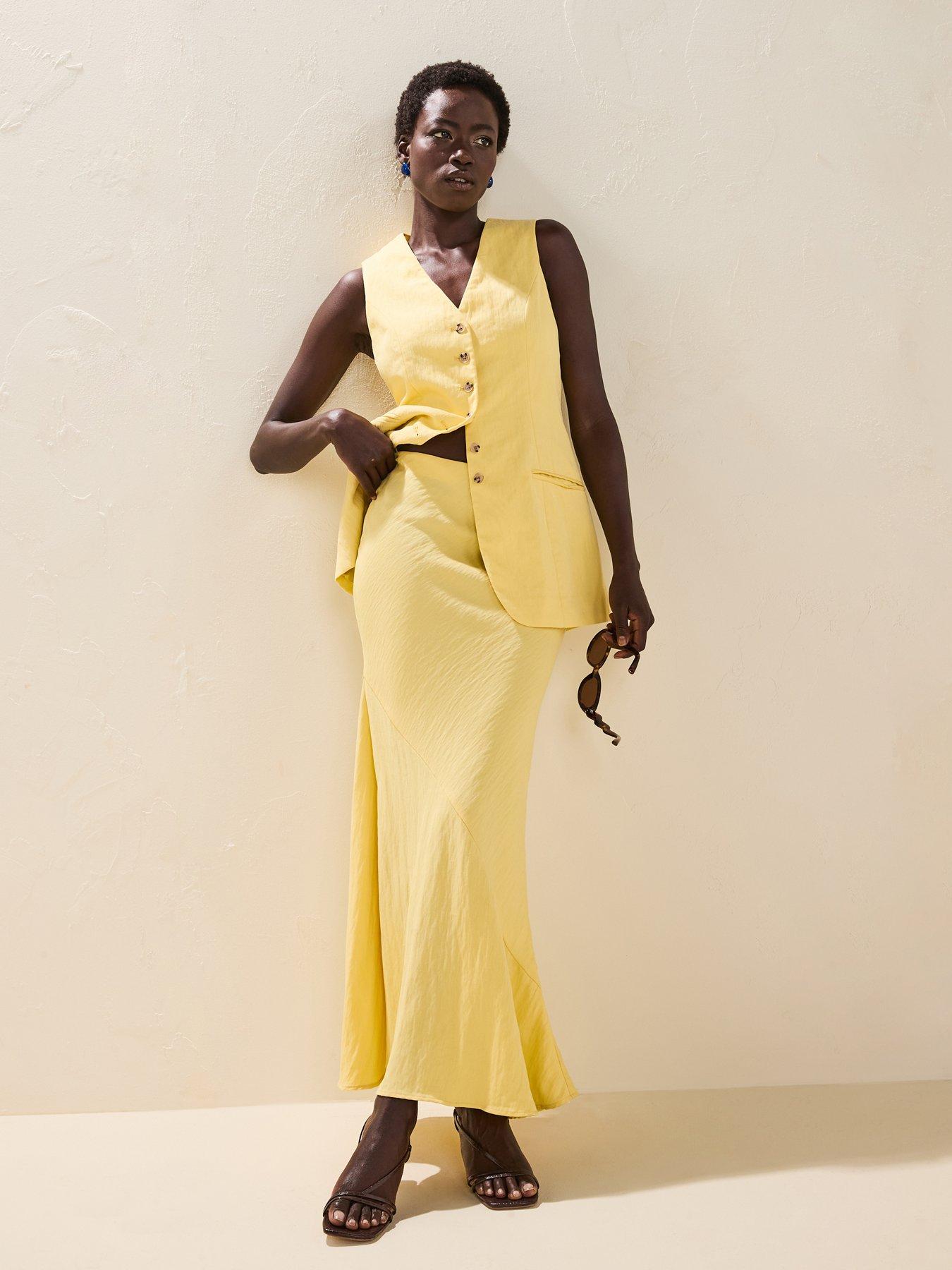 Rouge High Rise Midi Skirt - Yellow | Very