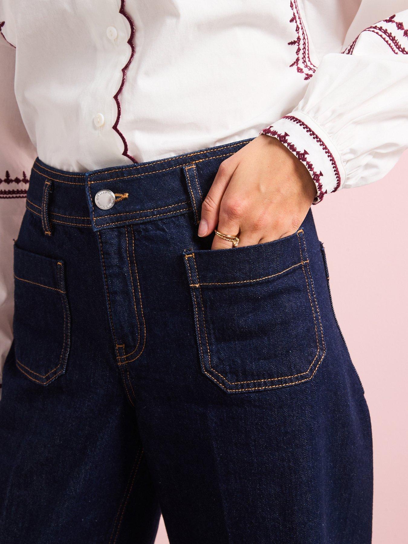 Mango Wide Leg Jeans With Pockets - Dark Wash | Very