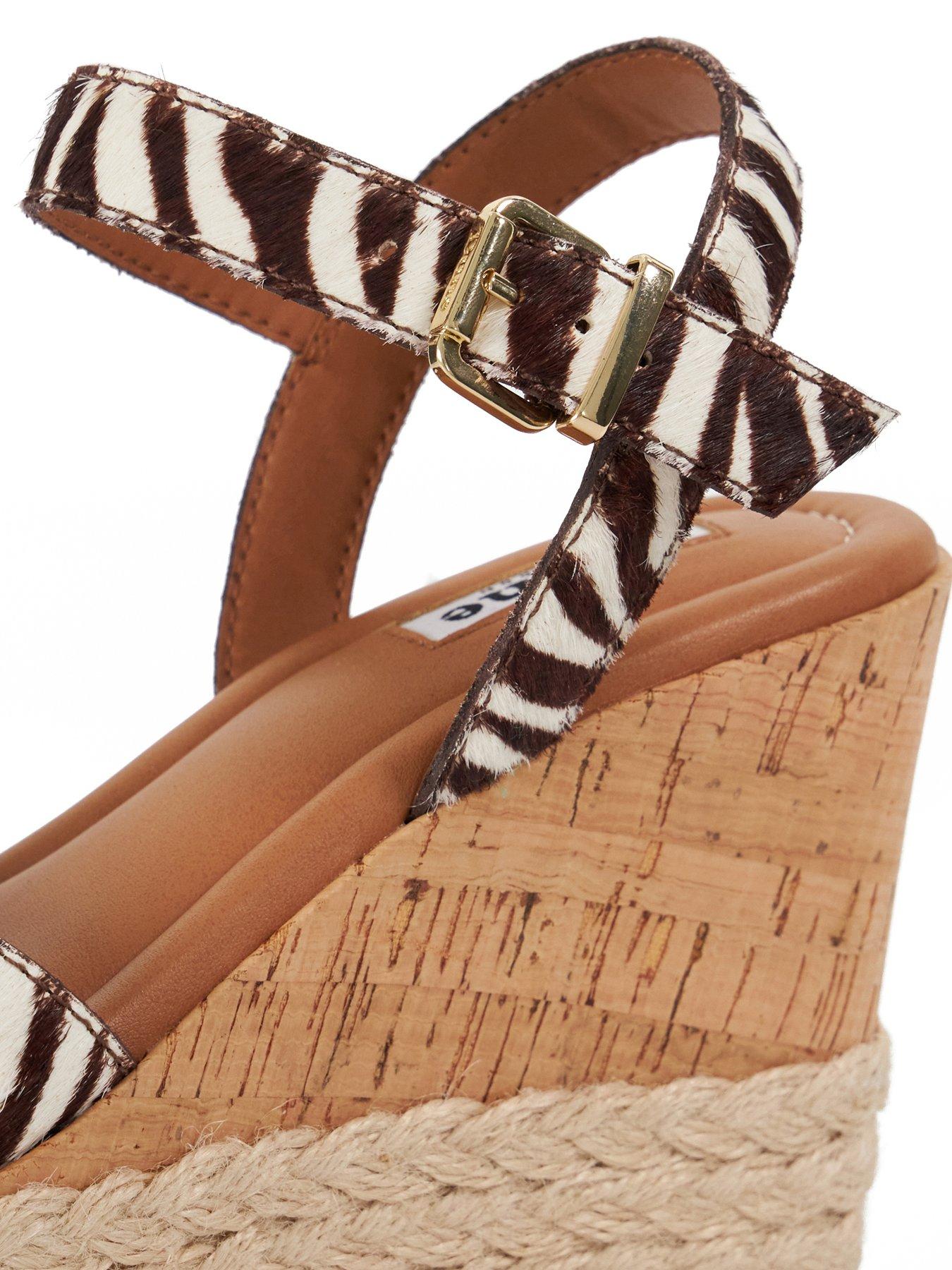 Dune London Kindest Cork And Woven Wedge Sandals - Zebra | Very