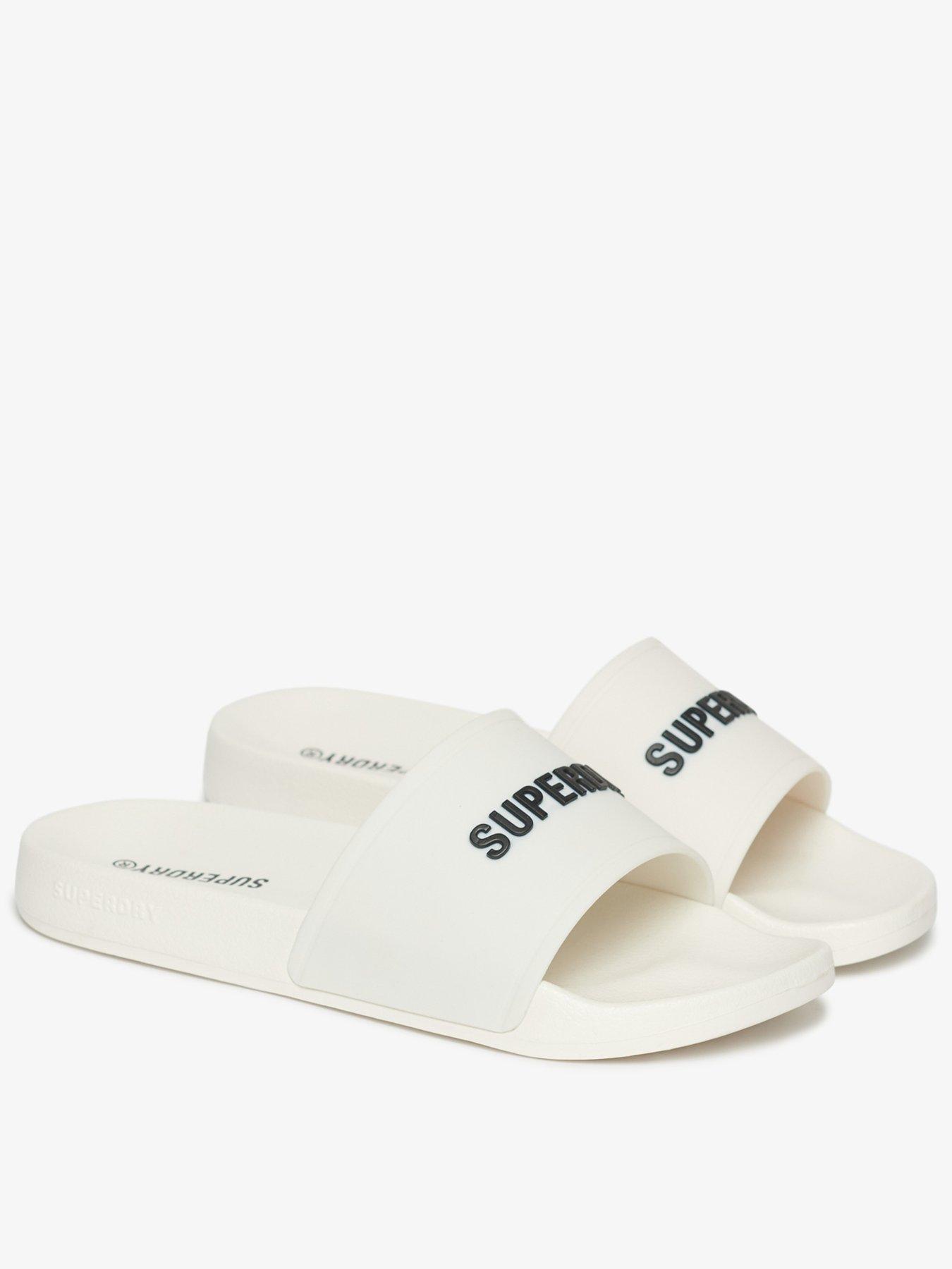 Superdry Logo Pool Sliders - Cream | Very