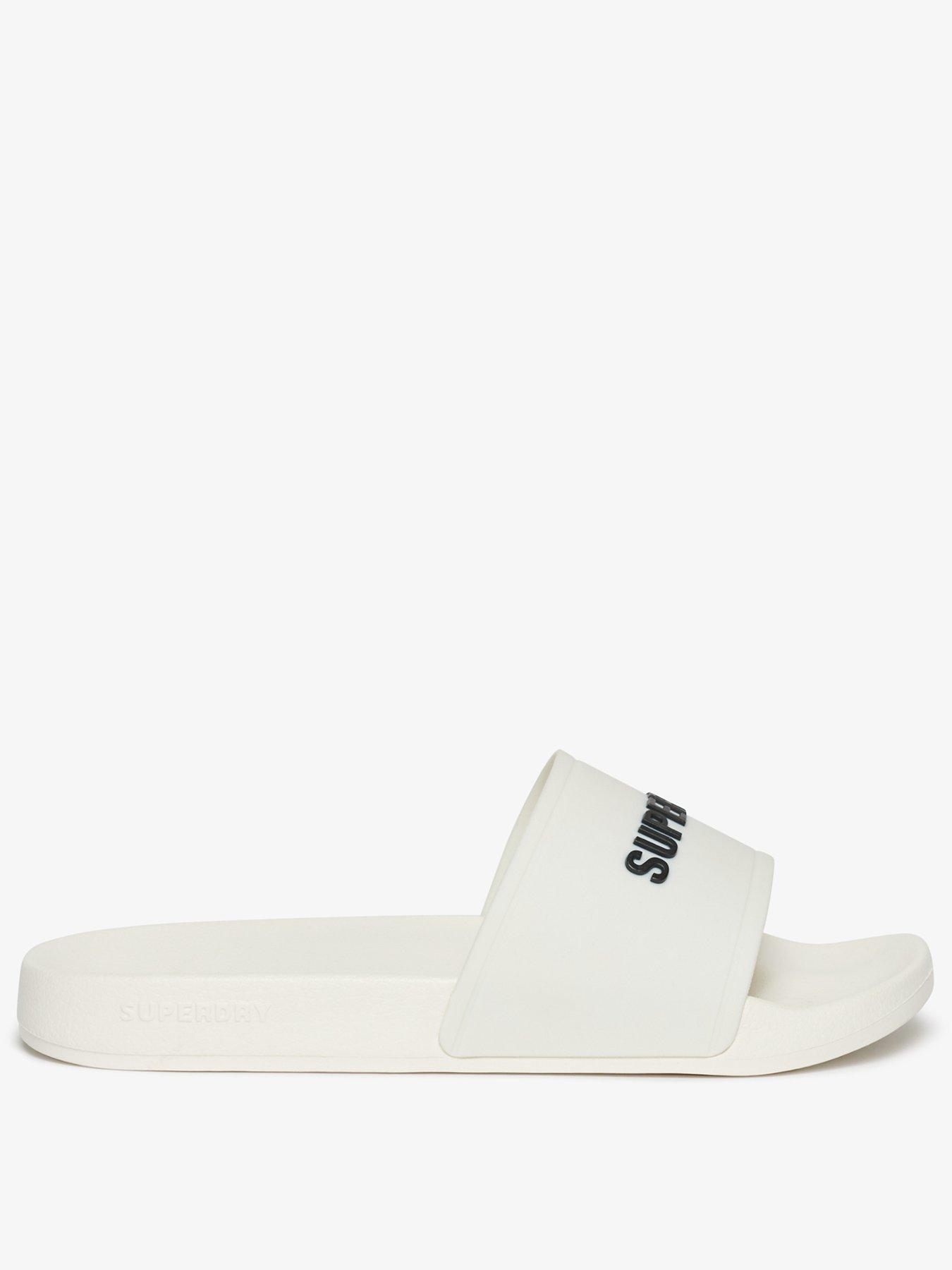 Superdry Logo Pool Sliders - Cream | Very