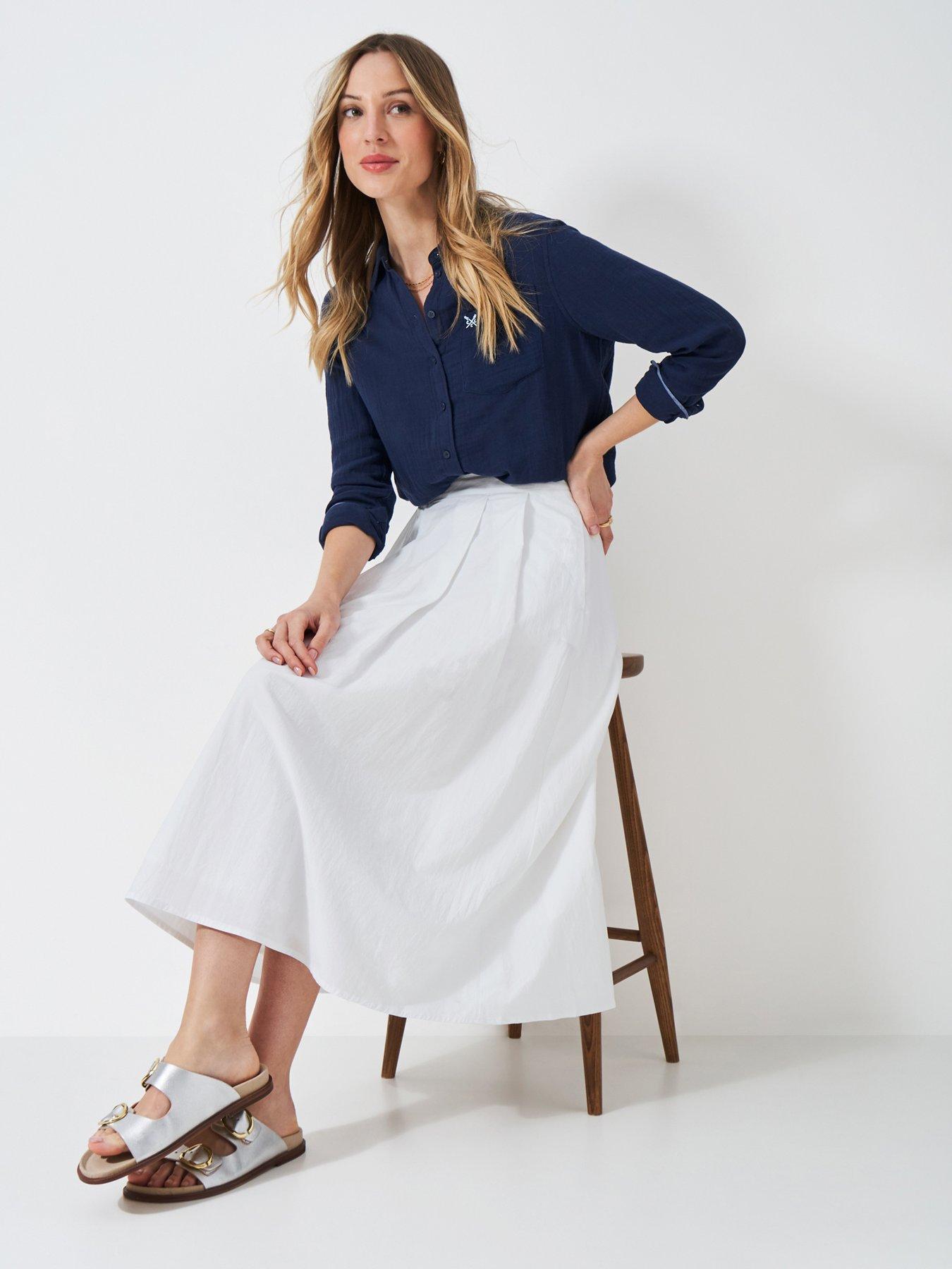 Crew Clothing Gabby Cotton Skirt - White | Very