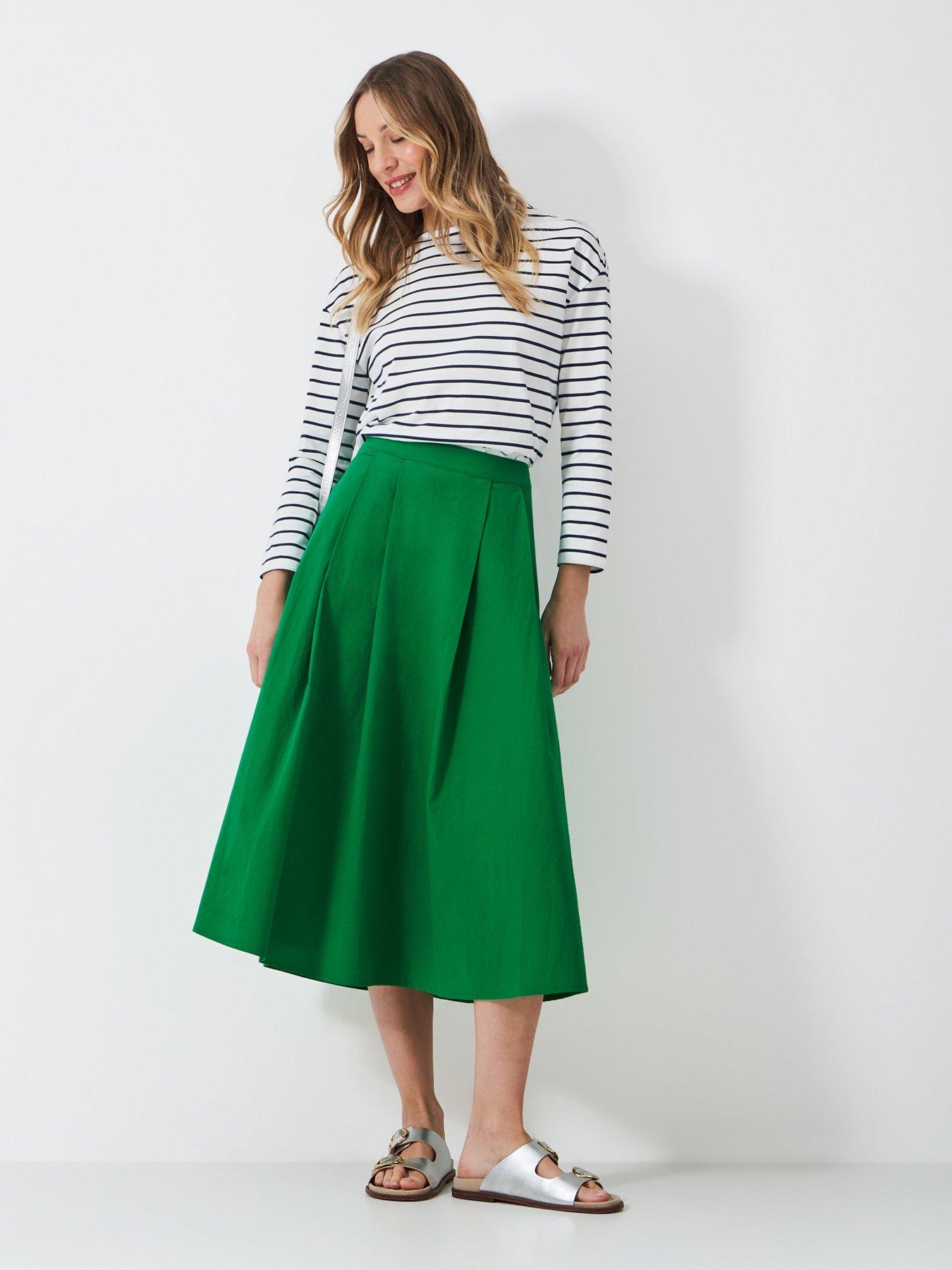 Crew Clothing Gabby Cotton Skirt - Green | Very