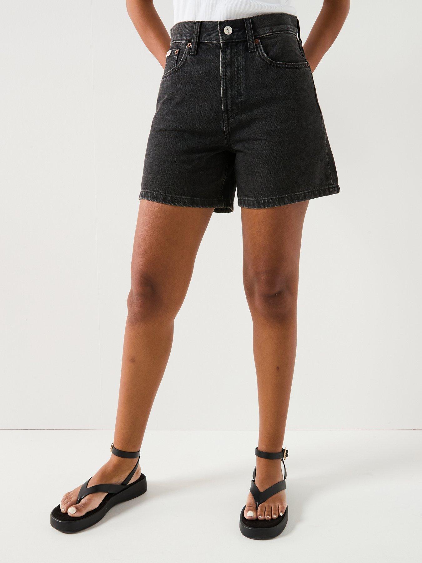Calvin Klein Jeans High Rise A-Line Denim Shorts - Black | Very