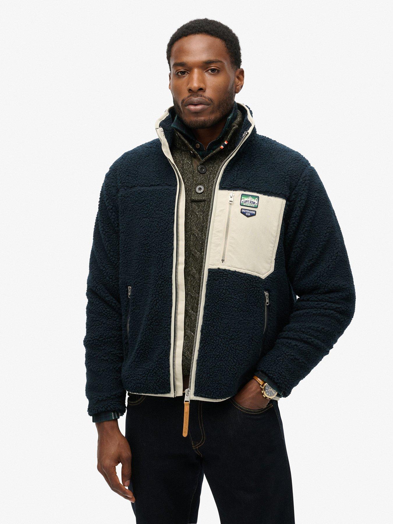 Superdry Vintage Retro Full Zip Fleece Jacket - Navy | Very