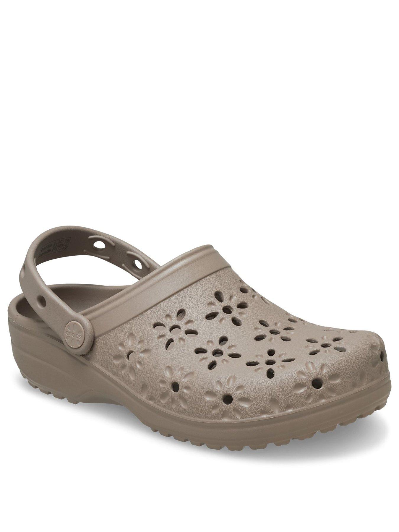 Crocs Classic Floral Cut Out Clog - Taupe | Very