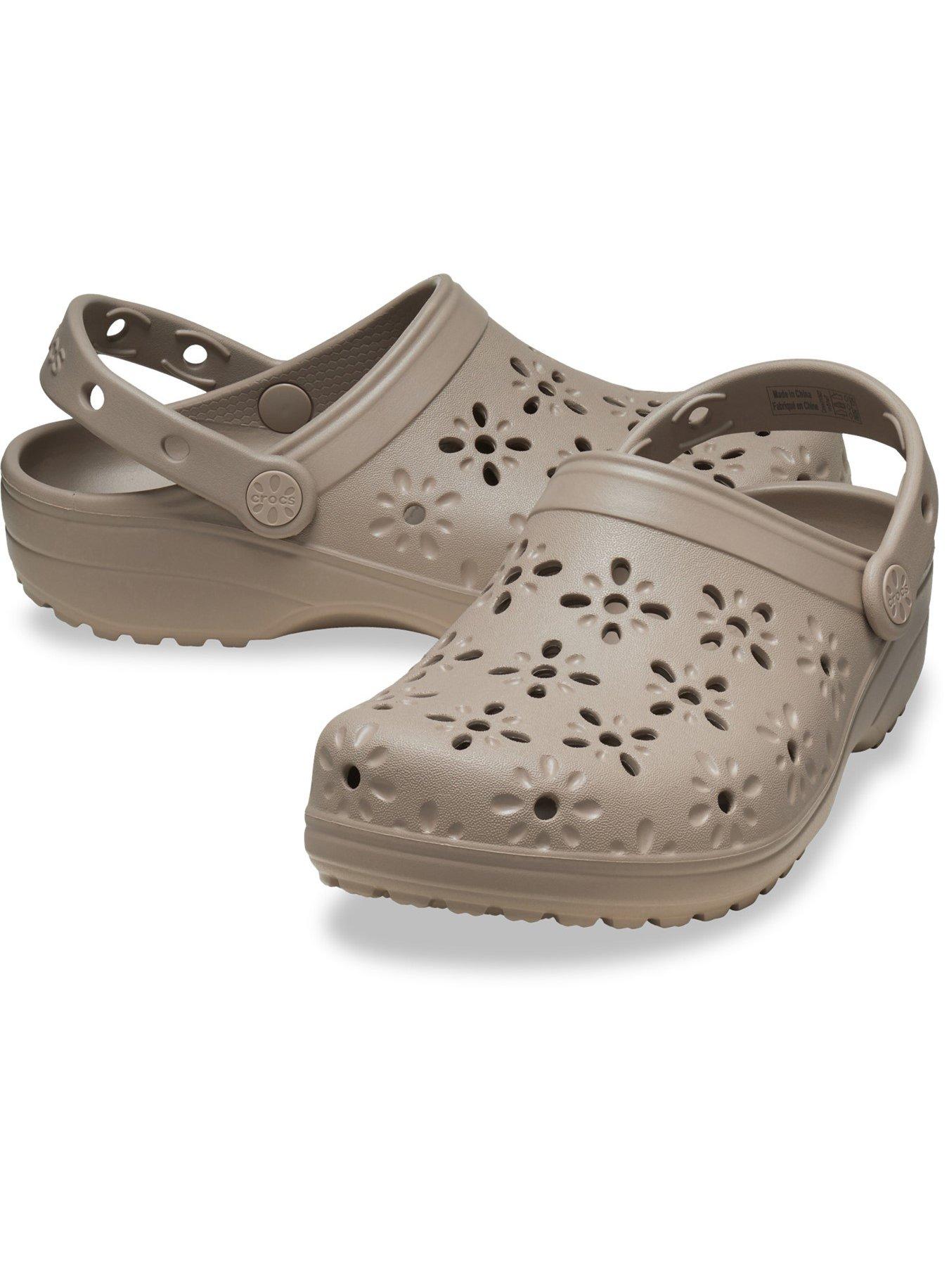 Crocs Classic Floral Cut Out Clog - Taupe | Very