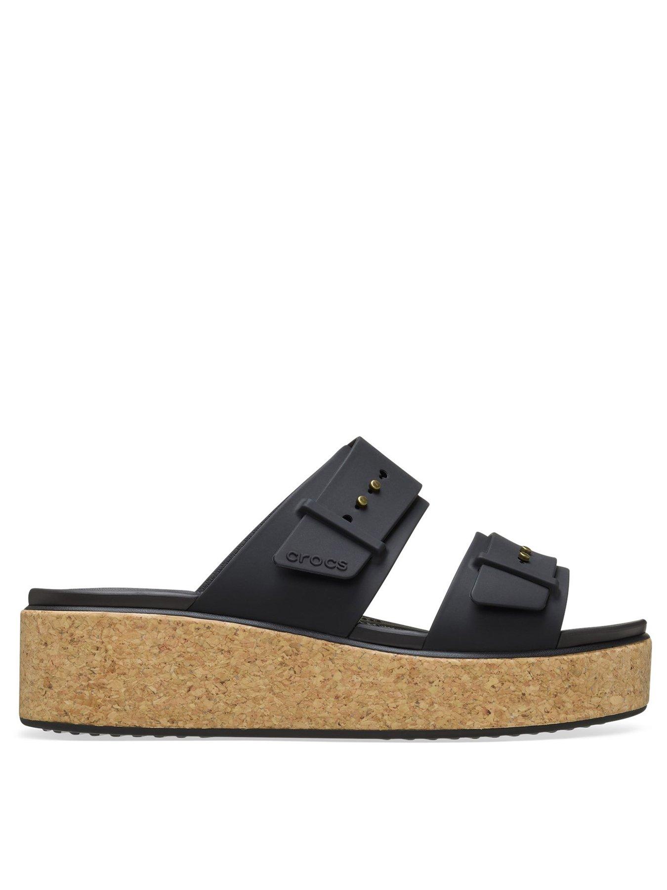 Crocs Brooklyn Buckle Cork Low Wedge Sandal - Black | Very