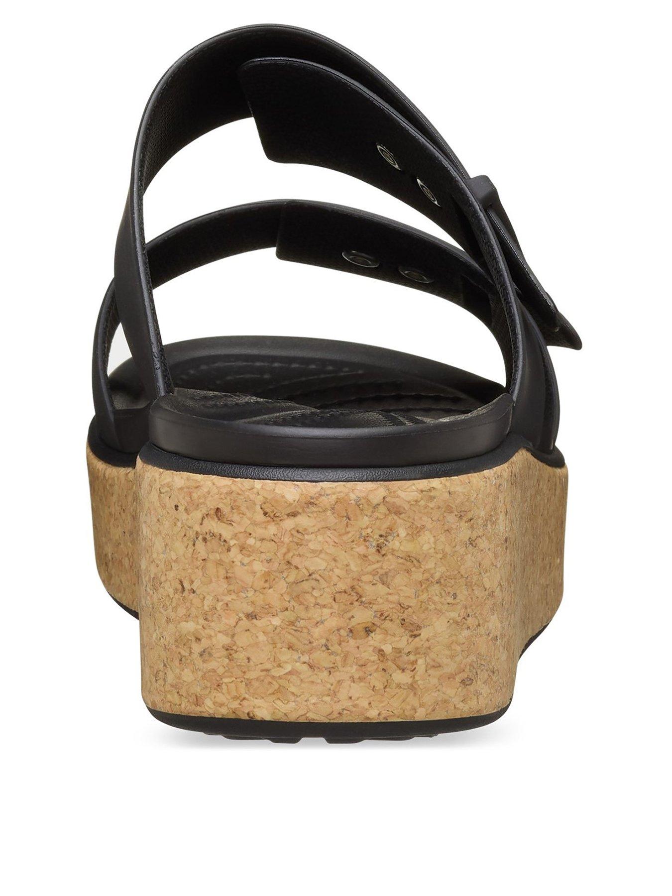 Crocs Brooklyn Buckle Cork Low Wedge Sandal - Black | Very