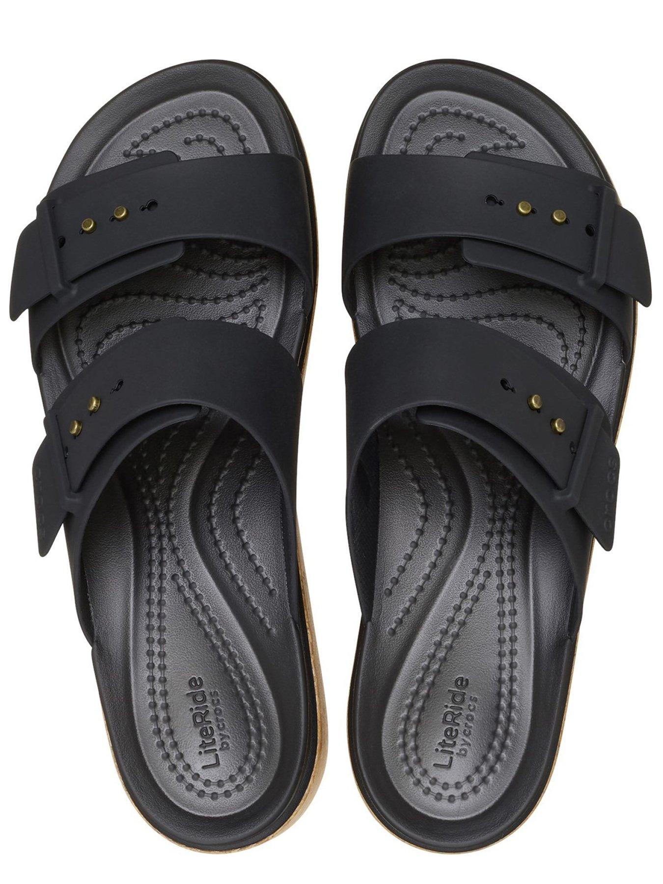 Crocs Brooklyn Buckle Cork Low Wedge Sandal - Black | Very