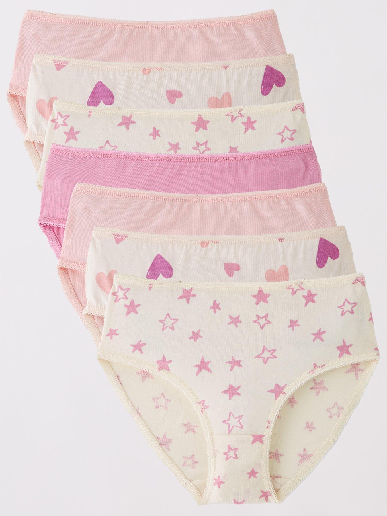 The Very Collection Girls 7 Pack Briefs - Star/Heart Print | Very