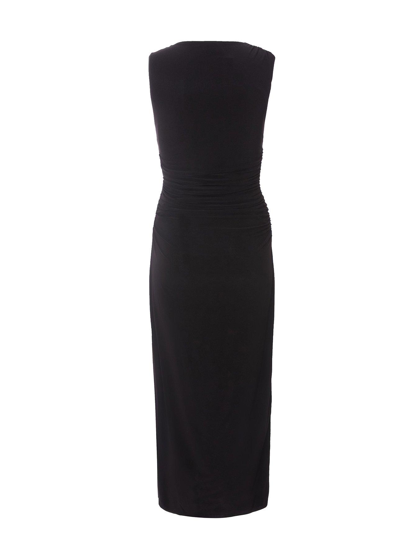 Quiz Black Asymmetric Midaxi Dress | Very