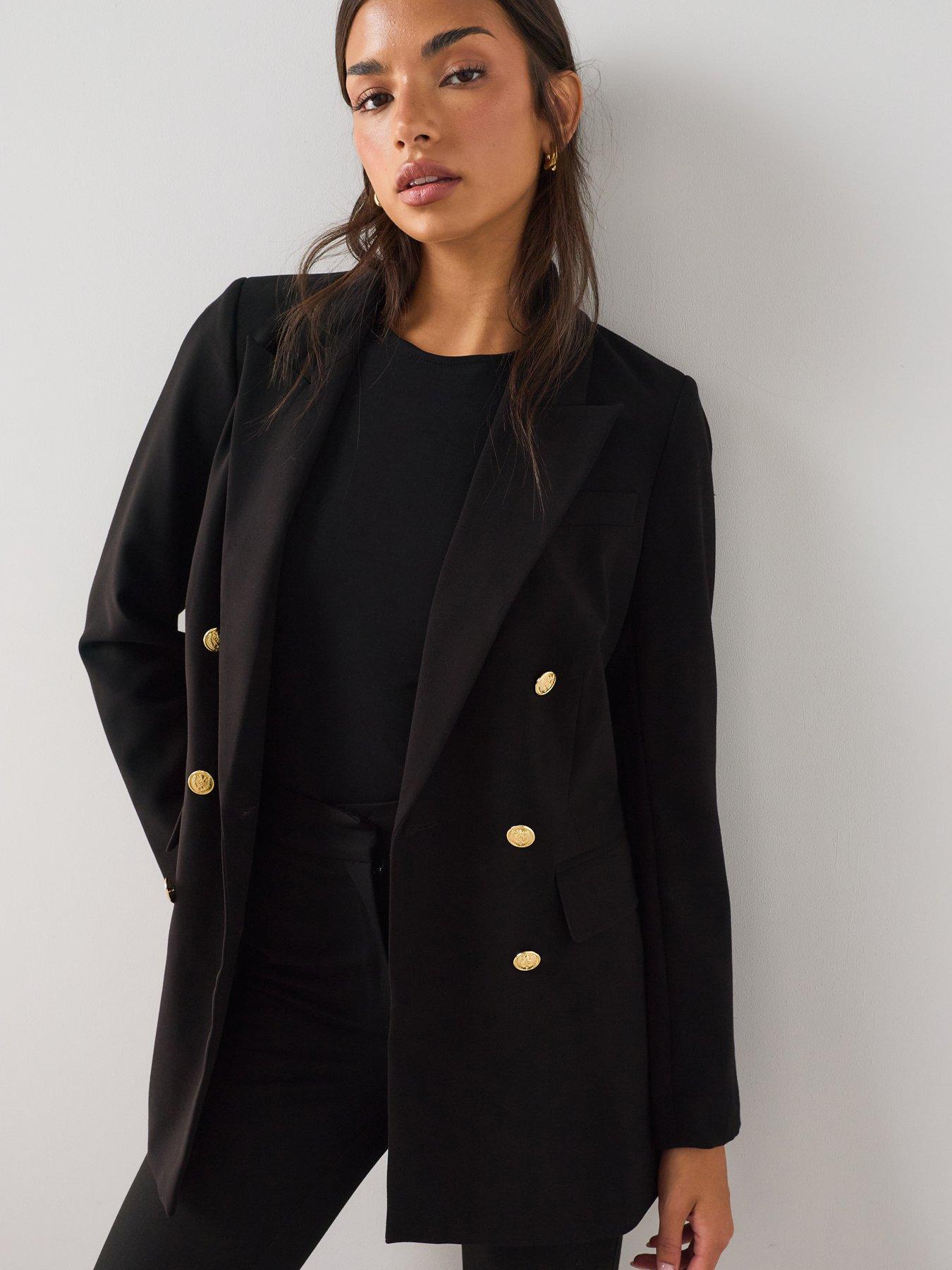 The Very Collection Long Line Military Jacket - Black | Very