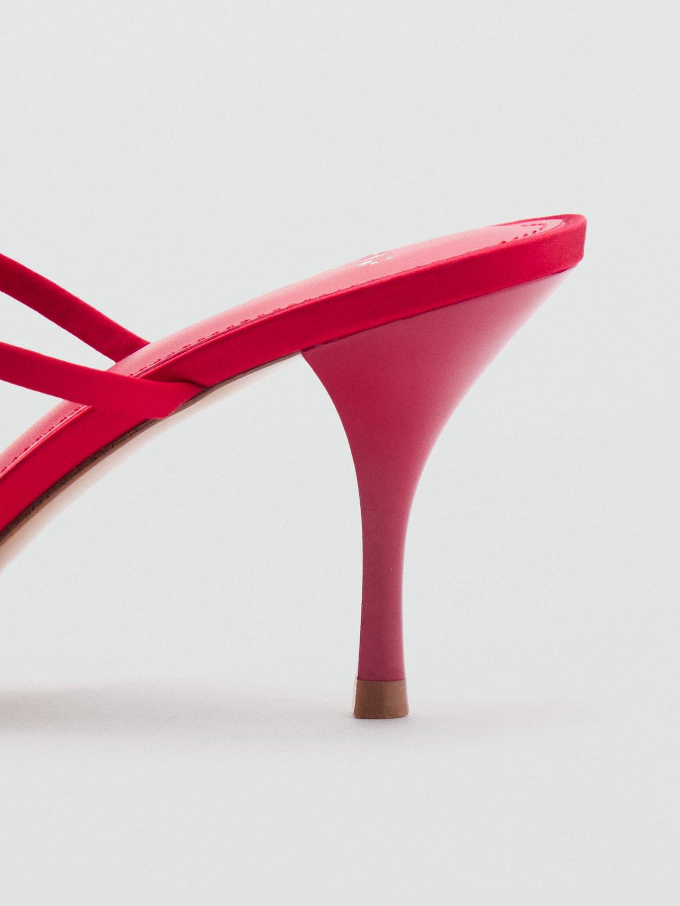 Mango Strappy Heeled Sandals With Bow Detail - Red | Very