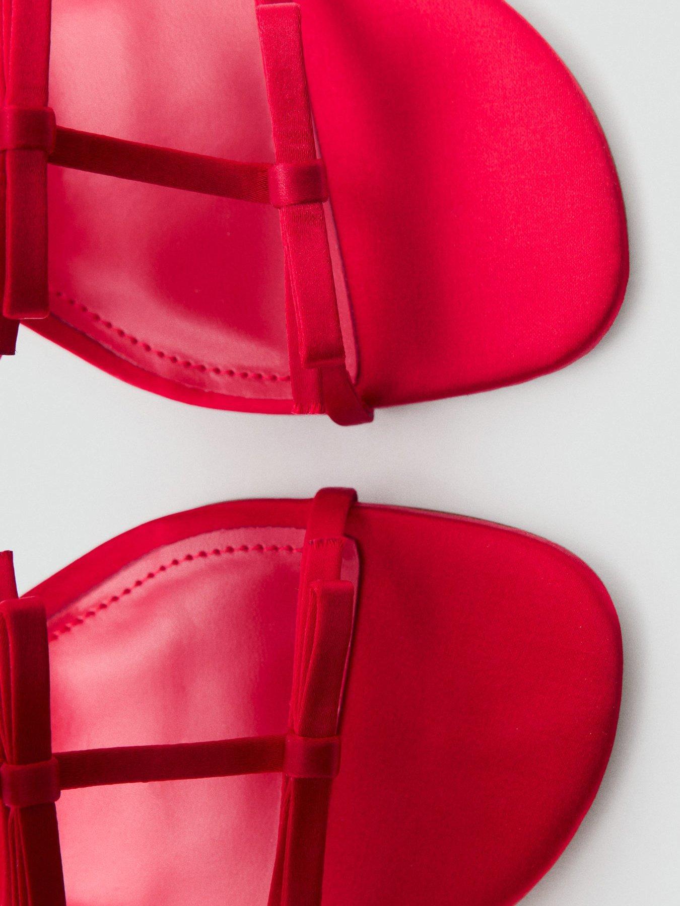 Mango Strappy Heeled Sandals With Bow Detail - Red | Very