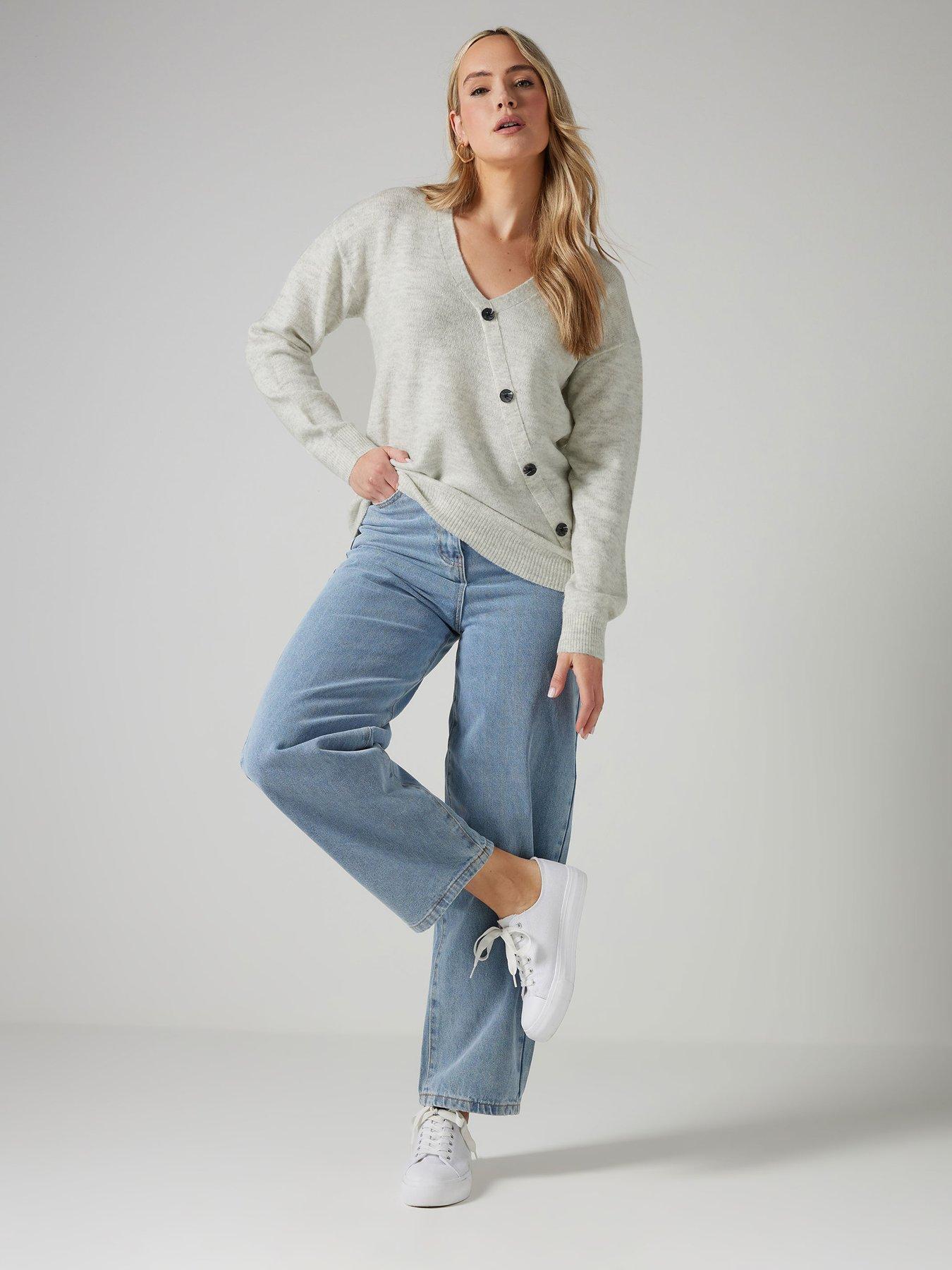 Long Tall Sally Button Wrap Jumper - Grey | Very