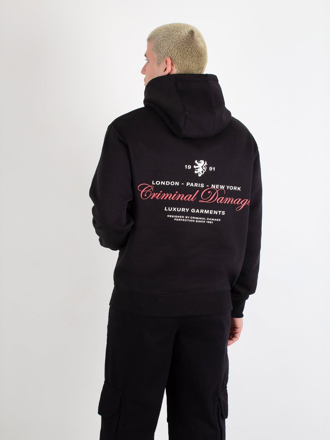 Criminal Damage Luxe Graphic Backprint Hoodie - Black | Very