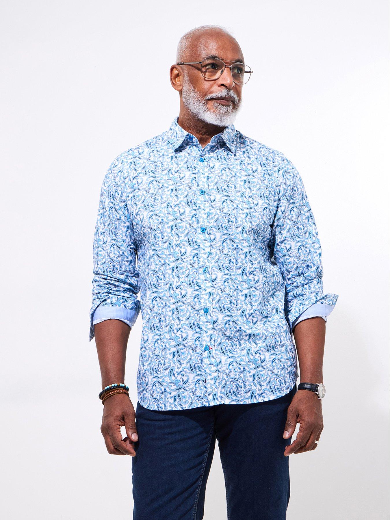 Joe Browns Smarten Up Long Sleeve Paisley Shirt - Light Blue | Very