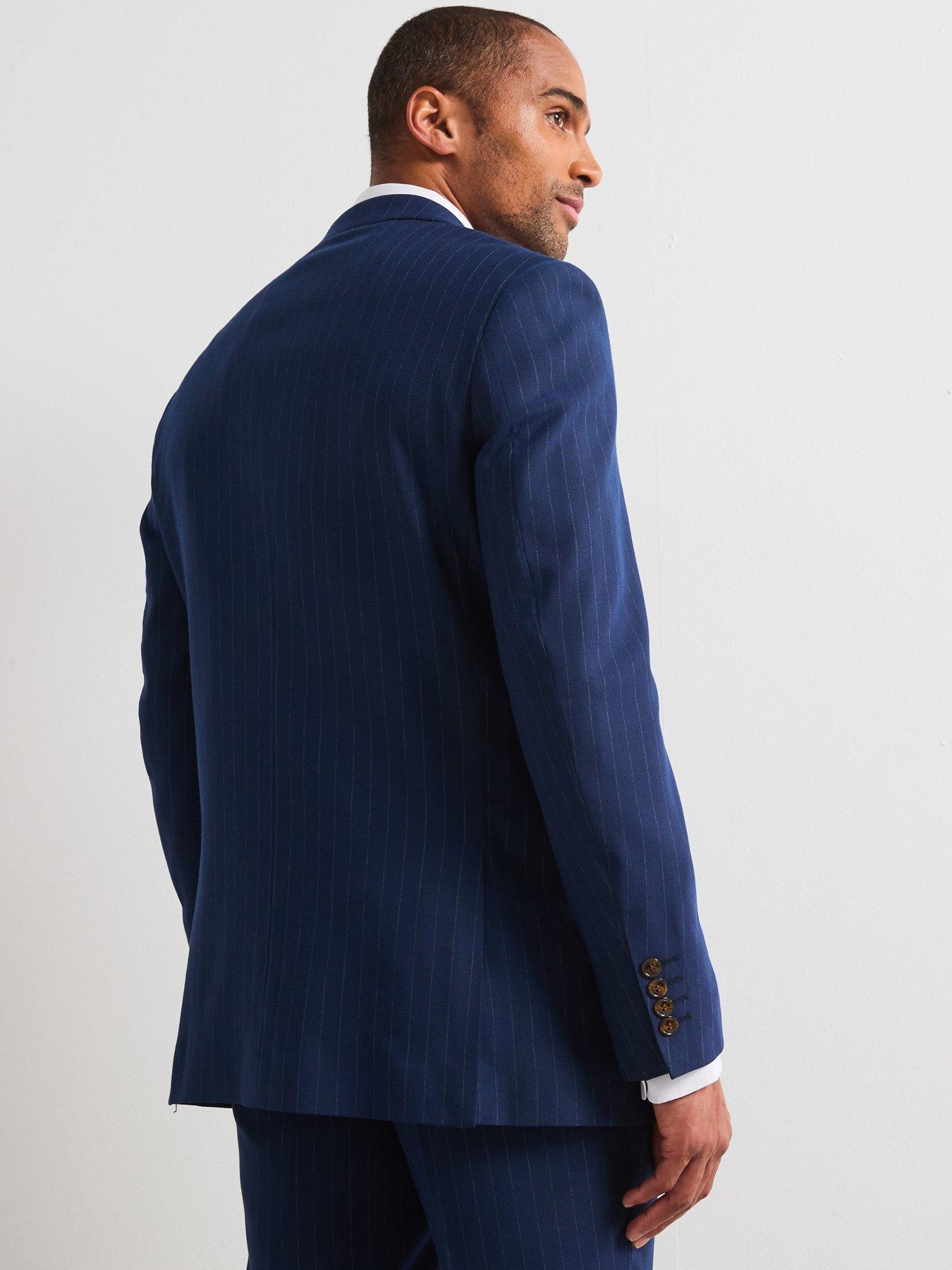 Skopes Wright Tailored Fit Pinstripe Suit Jacket - Navy | Very