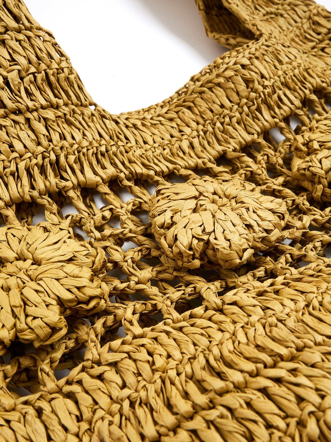 River Island Raffia Flower Slouch - Light Khaki | Very