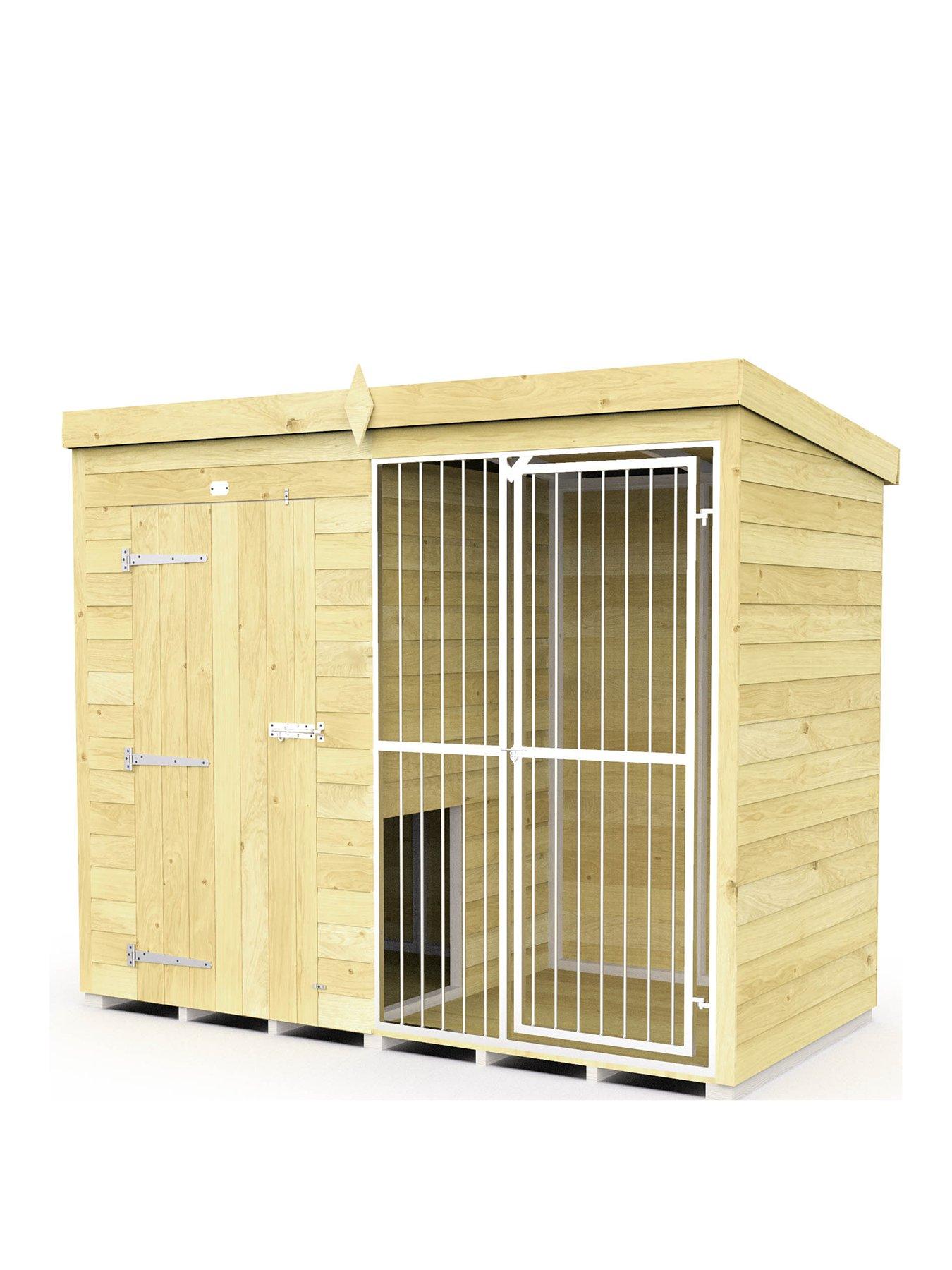 DIY Sheds 8 x 4ft Dog Kennel And Run (Full Height With Bars) Shiplap ...