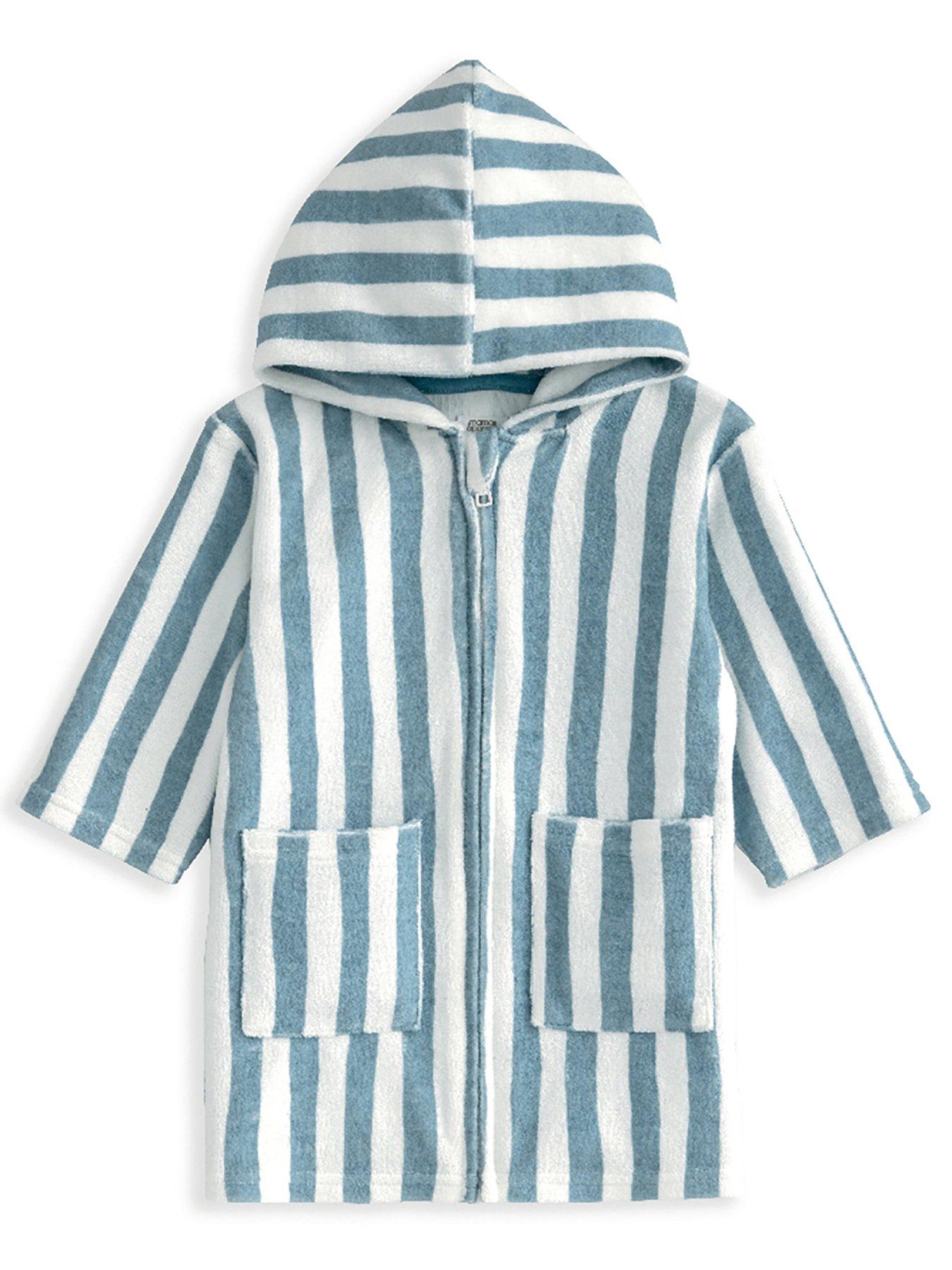 Mamas & Papas Baby Boys Striped Zip Towelling Poncho - Blue | Very
