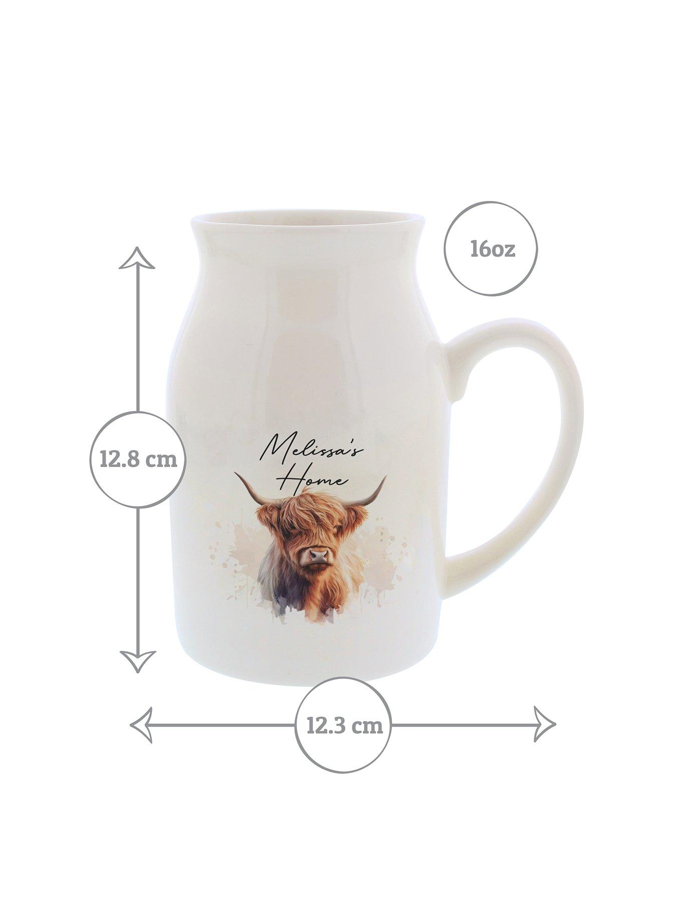 The Personalised Memento Company Personalised Highland Cow Flower Jug ...