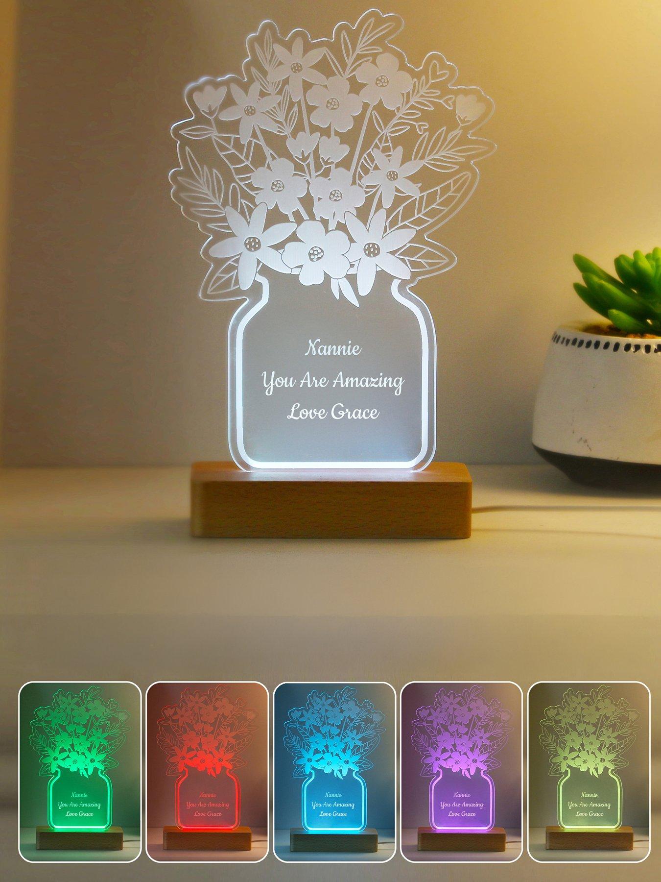 The Personalised Memento Company Personalised Flower Vase LED Light | Very