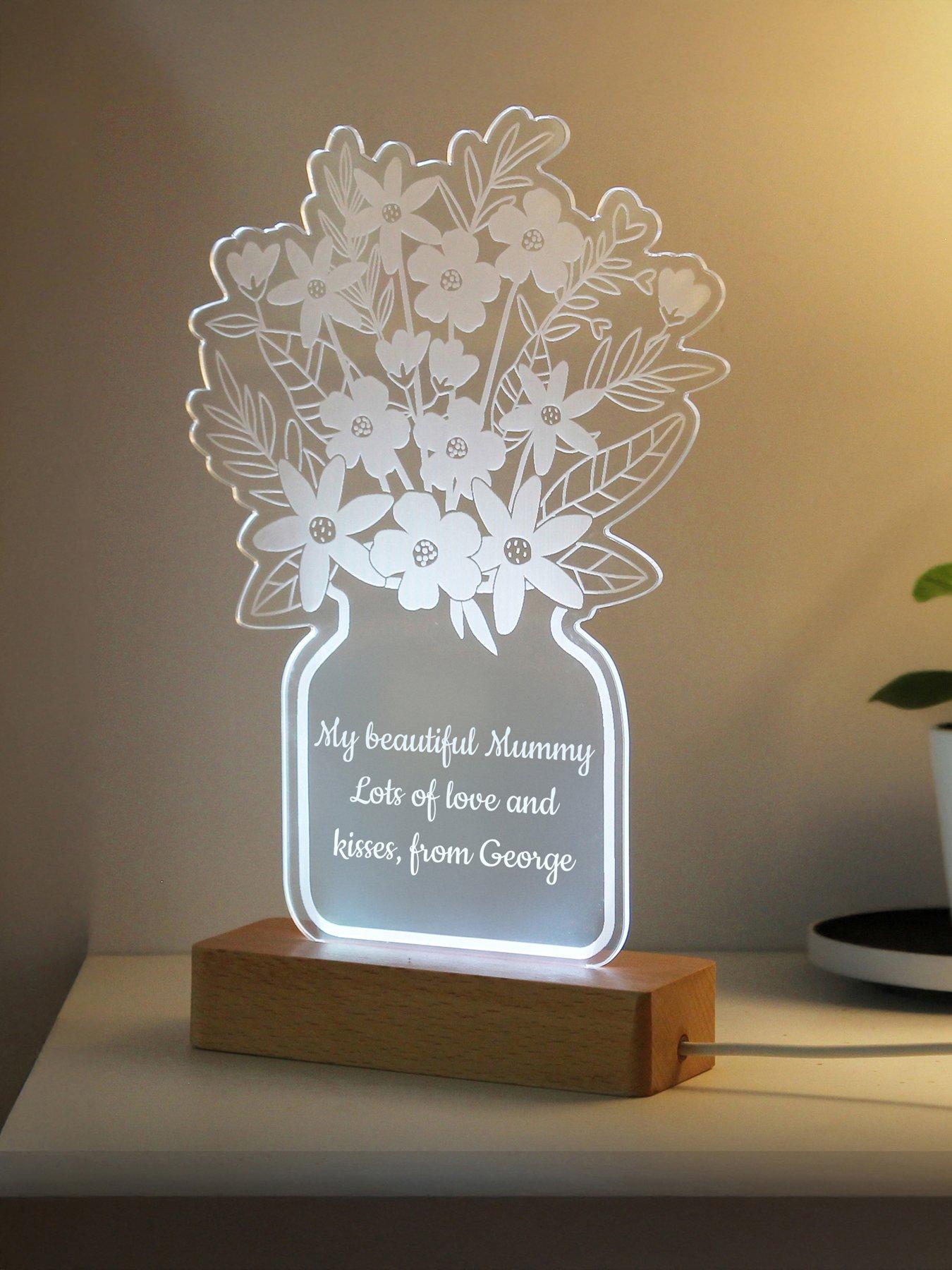 The Personalised Memento Company Personalised Flower Vase LED Light | Very