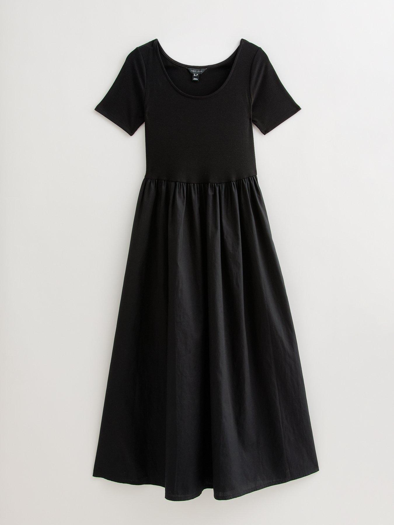 New Look Black 2 In 1 Poplin Skirt Midi Dress | Very