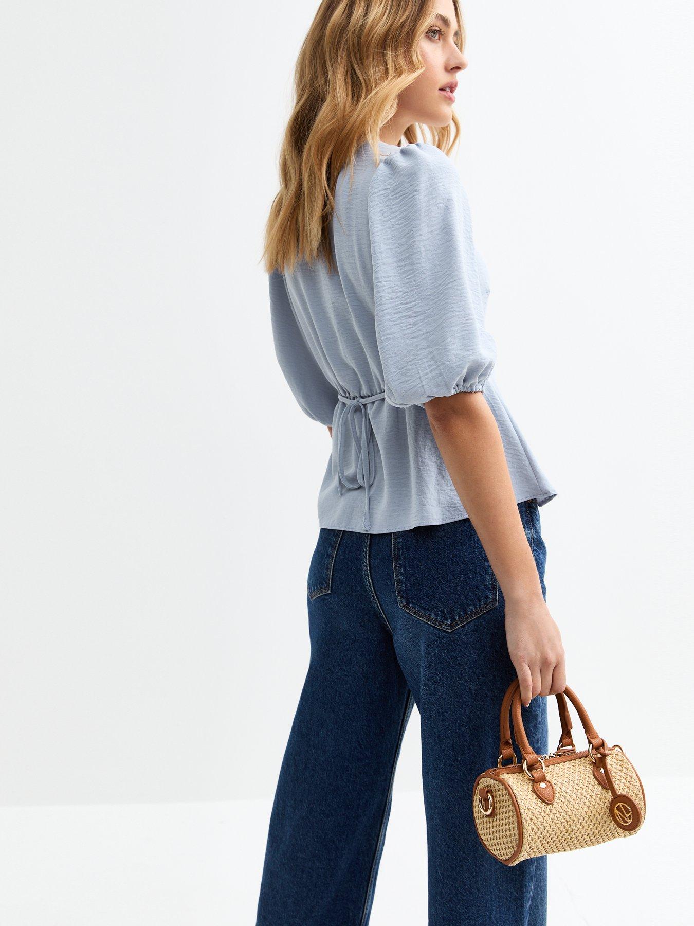 New Look V-Neck Button Front Top - Blue | Very