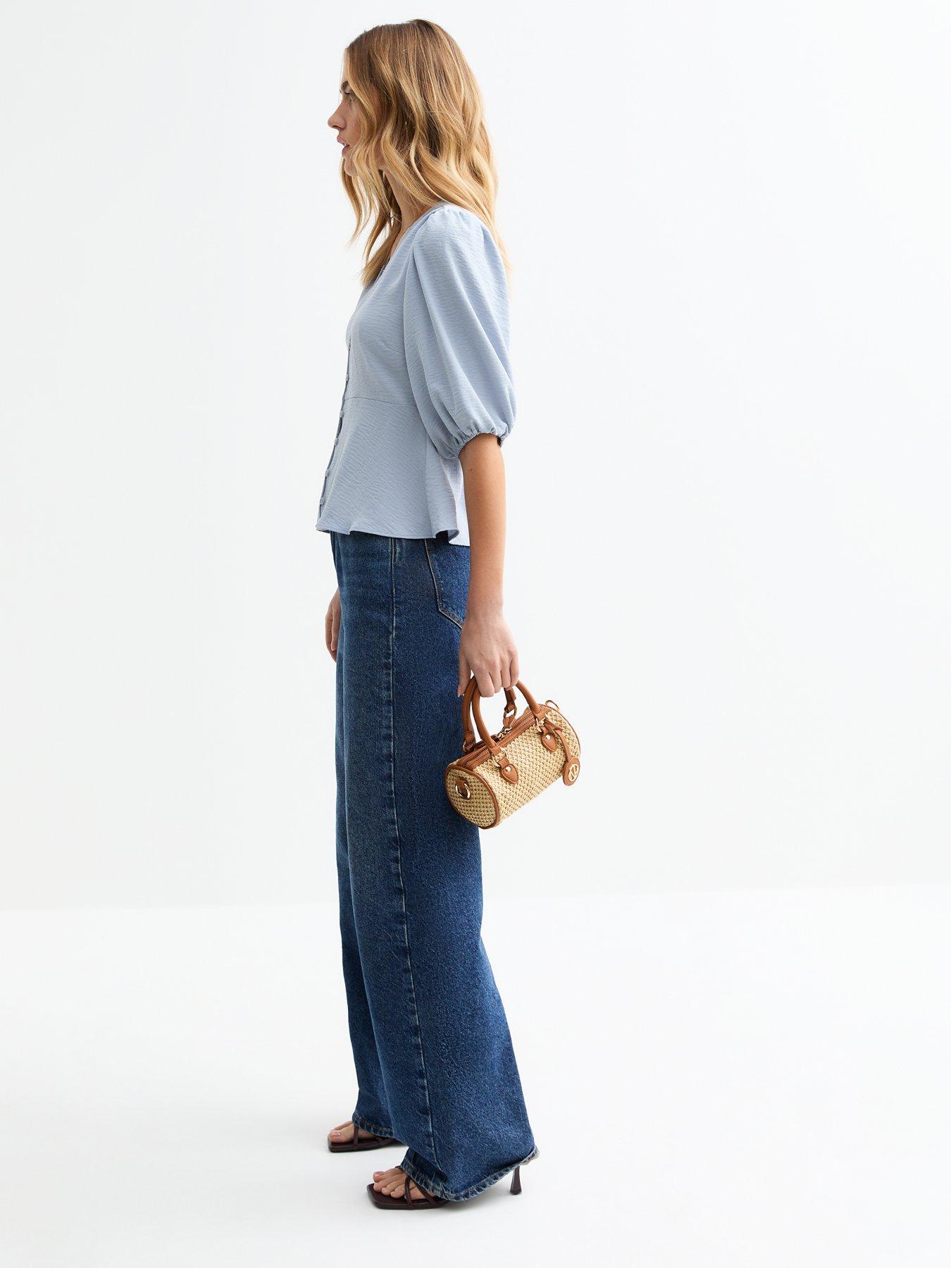 New Look V-Neck Button Front Top - Blue | Very