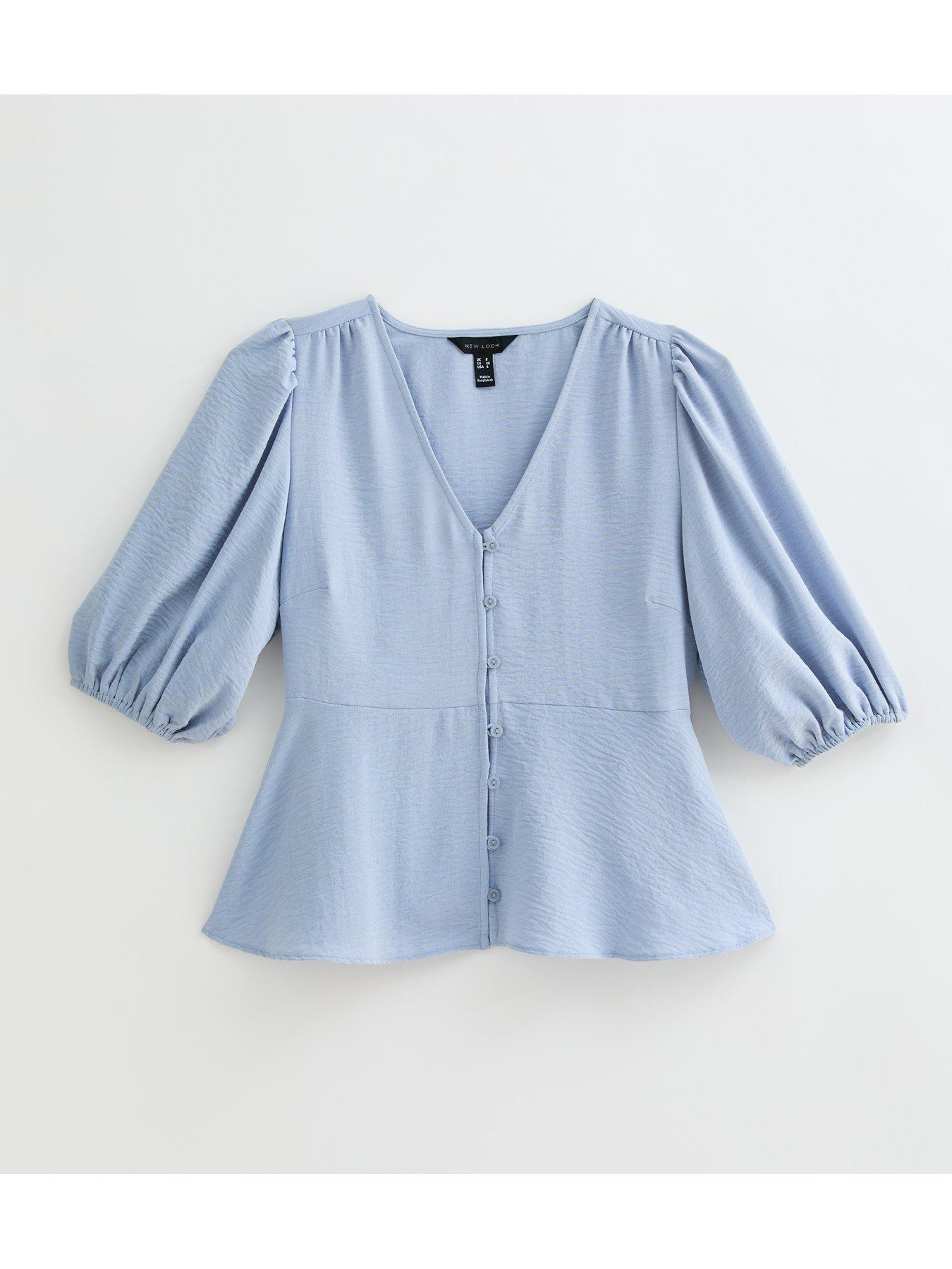 New Look V-Neck Button Front Top - Blue | Very