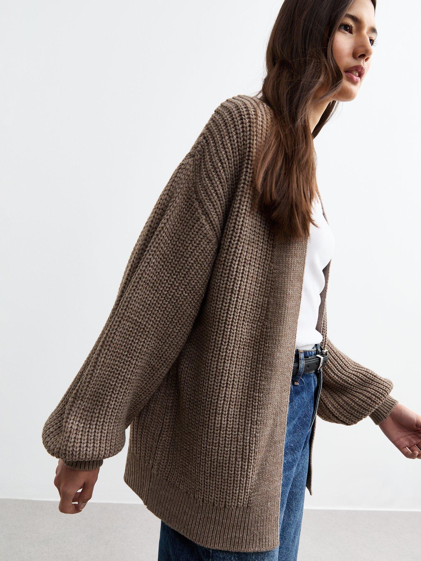 New Look Mink Chunky Knit Balloon Sleeve Cardigan | Very