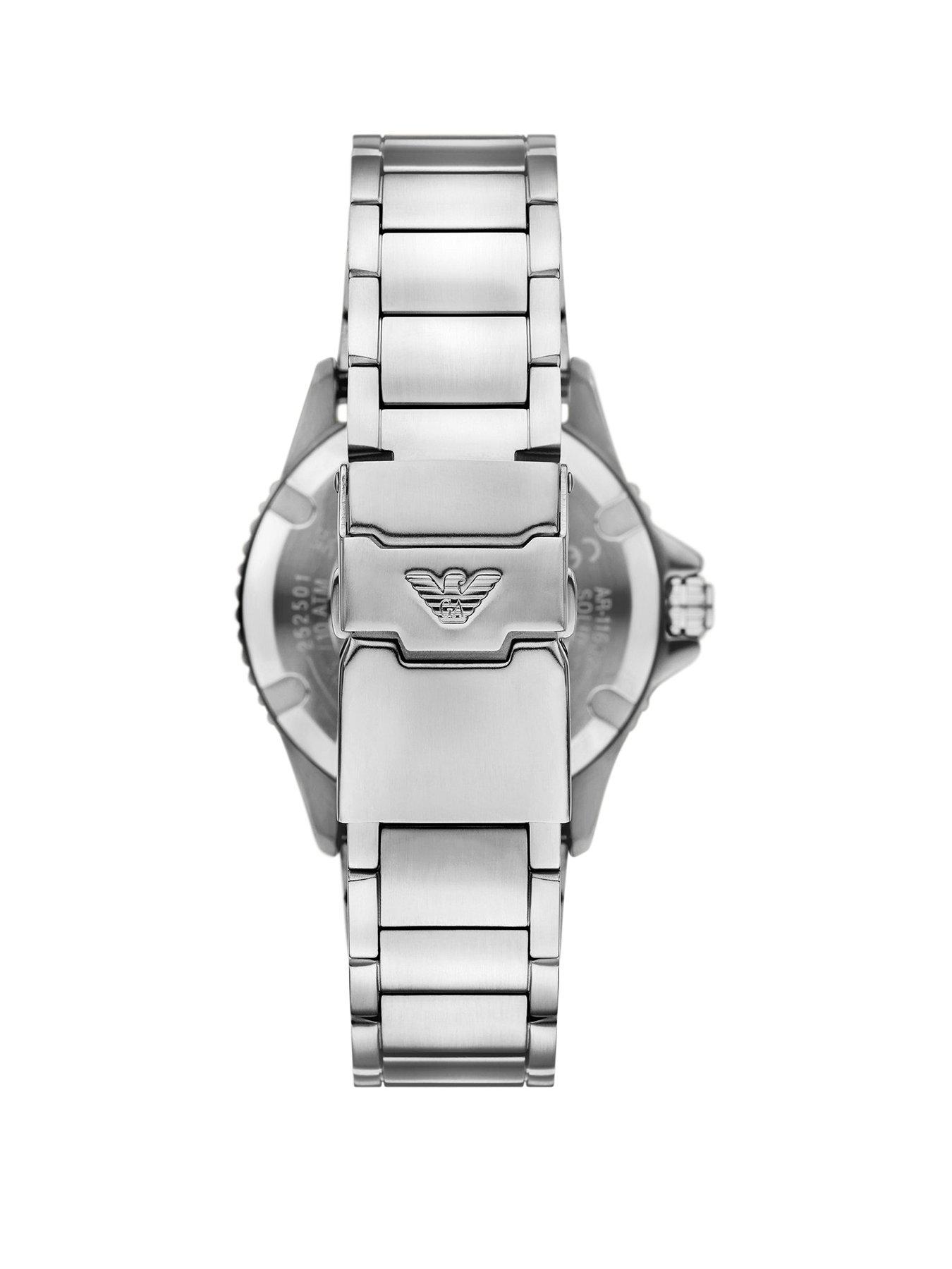 Emporio Armani Men's World Explorer 3-Hand Date, Stainless Steel Watch ...