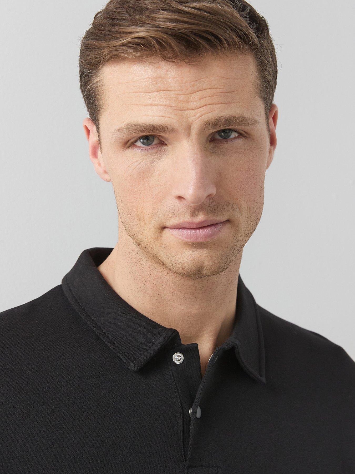 Very Man Interlock Popper Polo Top - Black | Very
