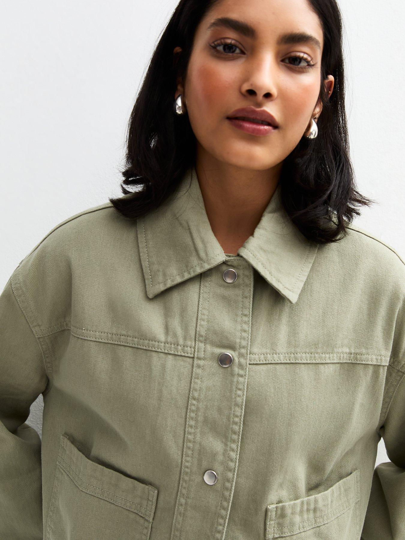 New Look Olive Cotton Button Up Twill Shacket | Very